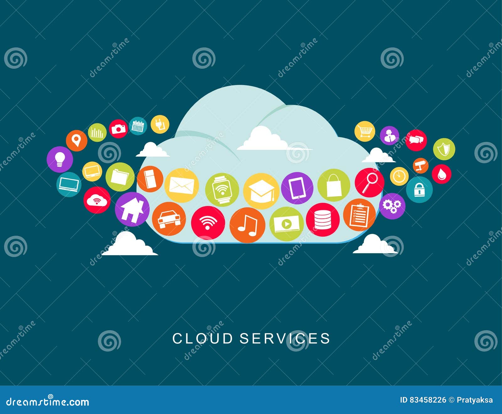 Cloud Services Technology. Multimedia Cloud Computing Stock Vector ...