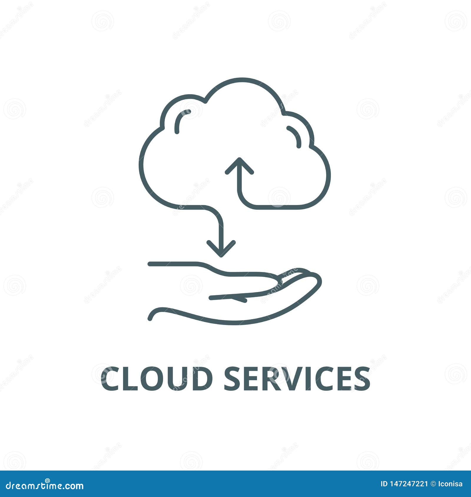 Cloud Services Vector Line Icon, Linear Concept, Outline Sign, Symbol ...