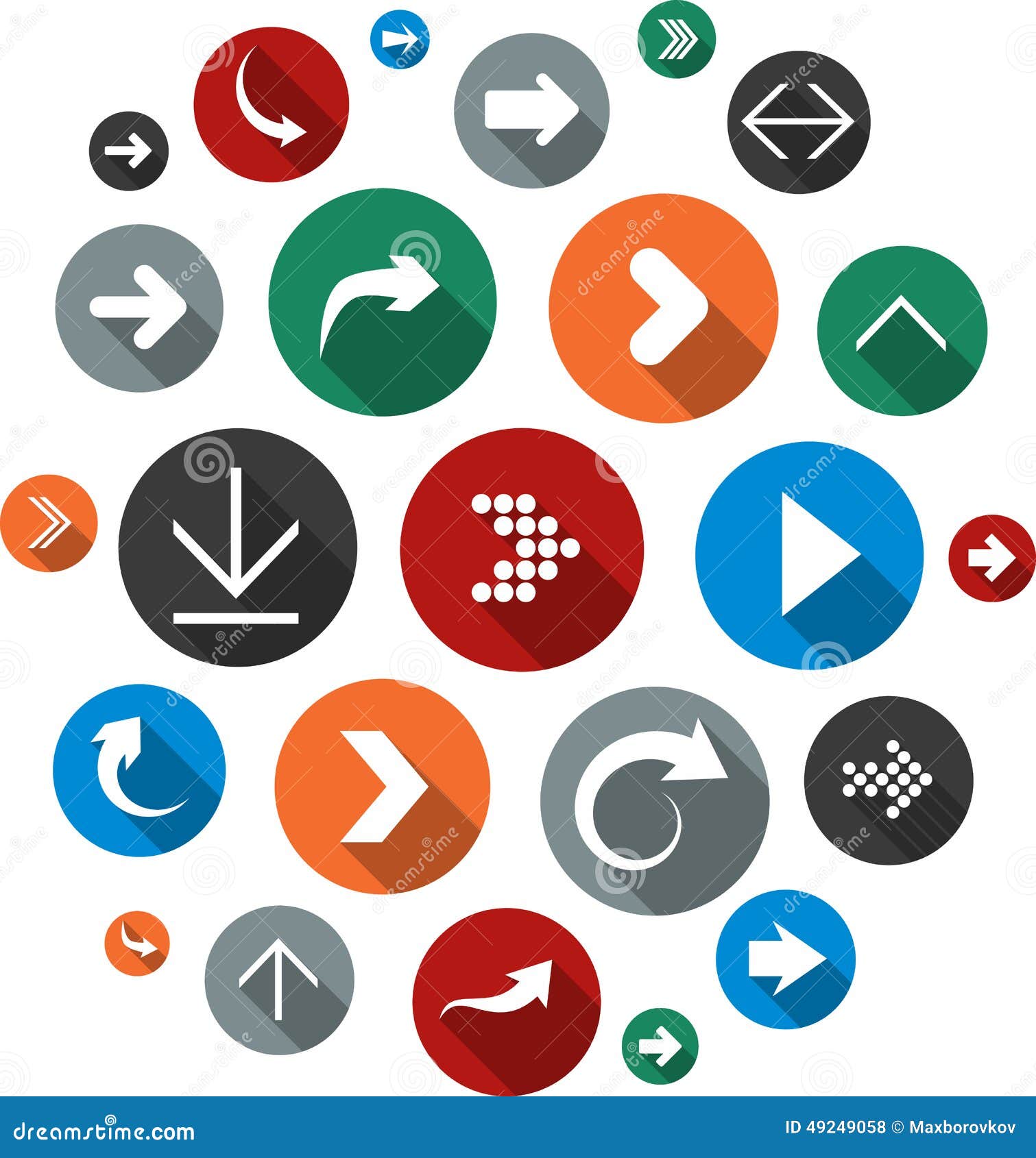 Cloud Set of Round Modern Arrow Icons. Stock Vector - Illustration of ...