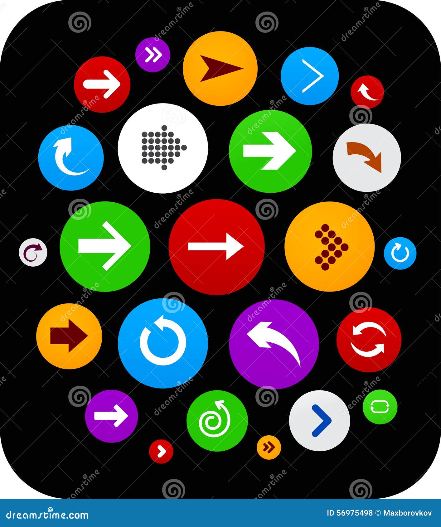 Cloud Set of Round Modern Arrow Icons Stock Vector - Illustration of ...