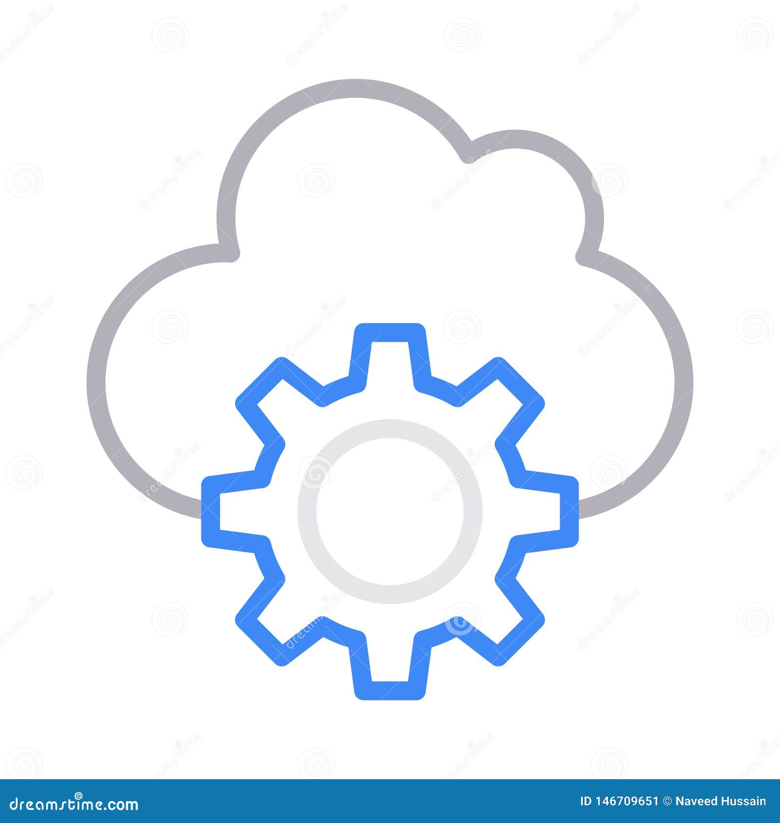 Cloud Setting Thin Line Color Vector Icon Stock Vector - Illustration ...