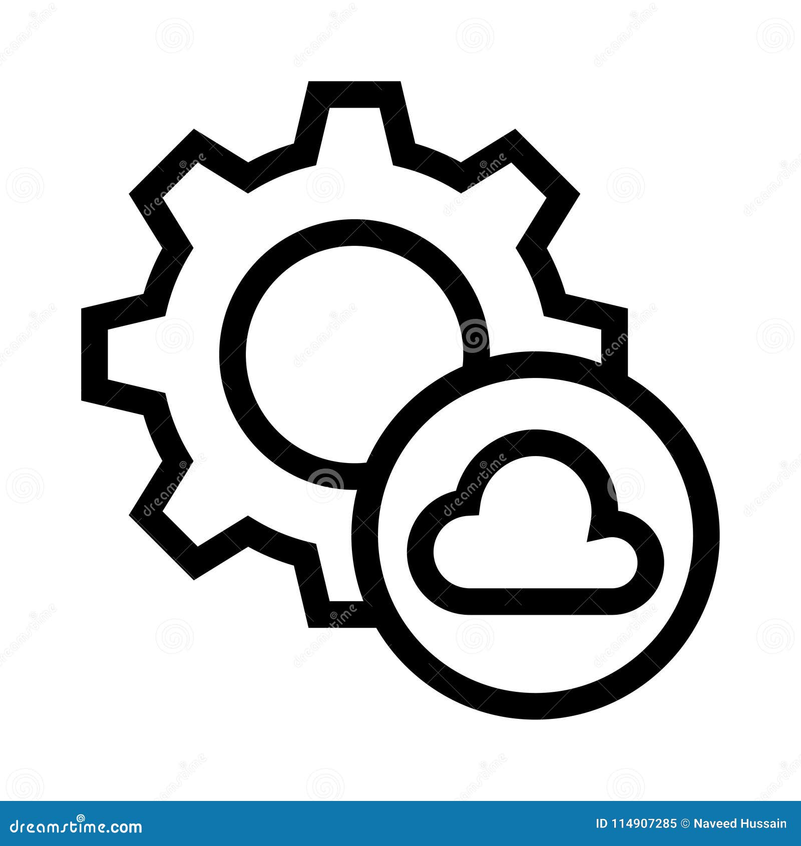 Cloud Setting Vector Line Icon Stock Vector - Illustration of interface ...