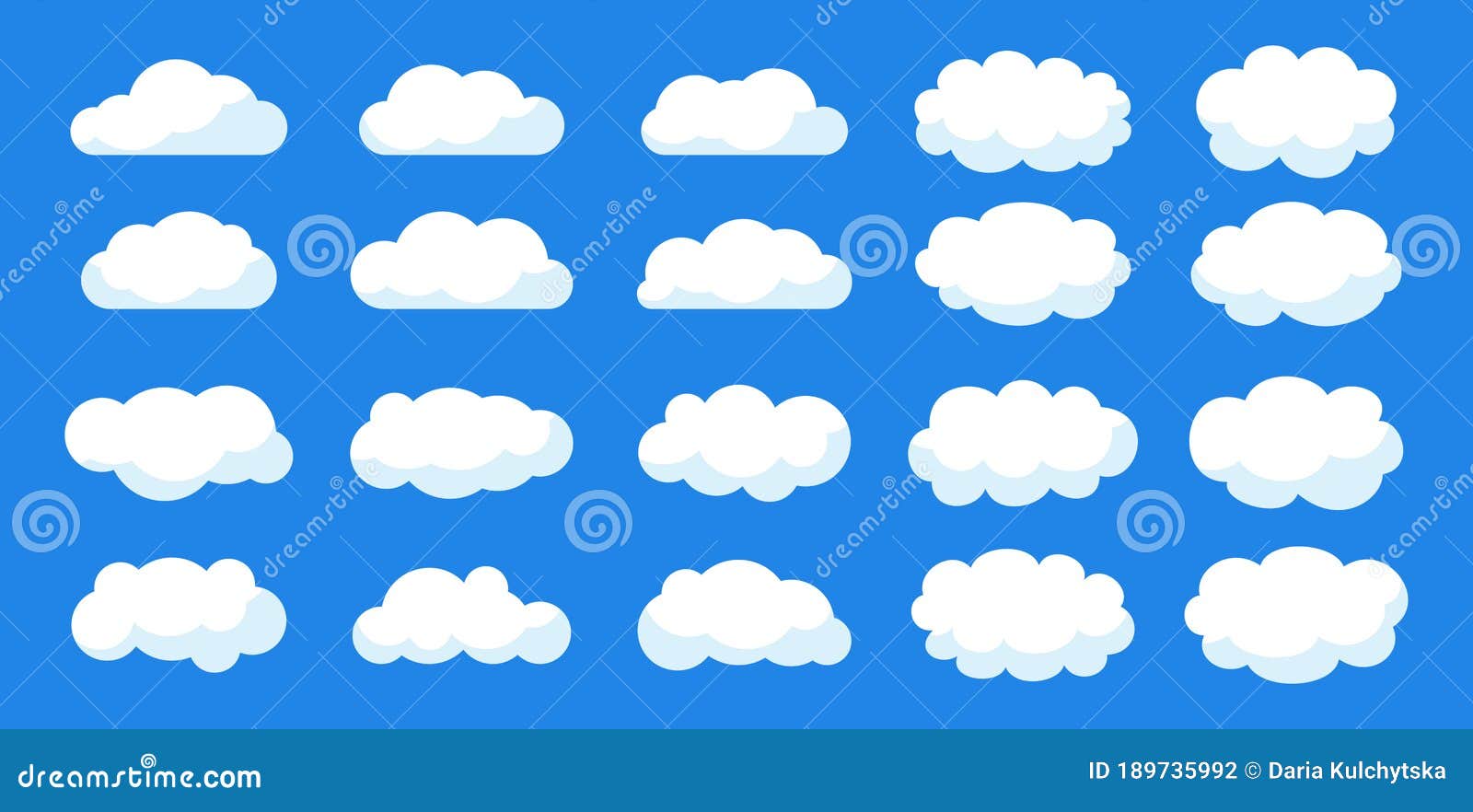 Cloud with Shadow Set Flat Cartoon Style Vector Stock Vector ...