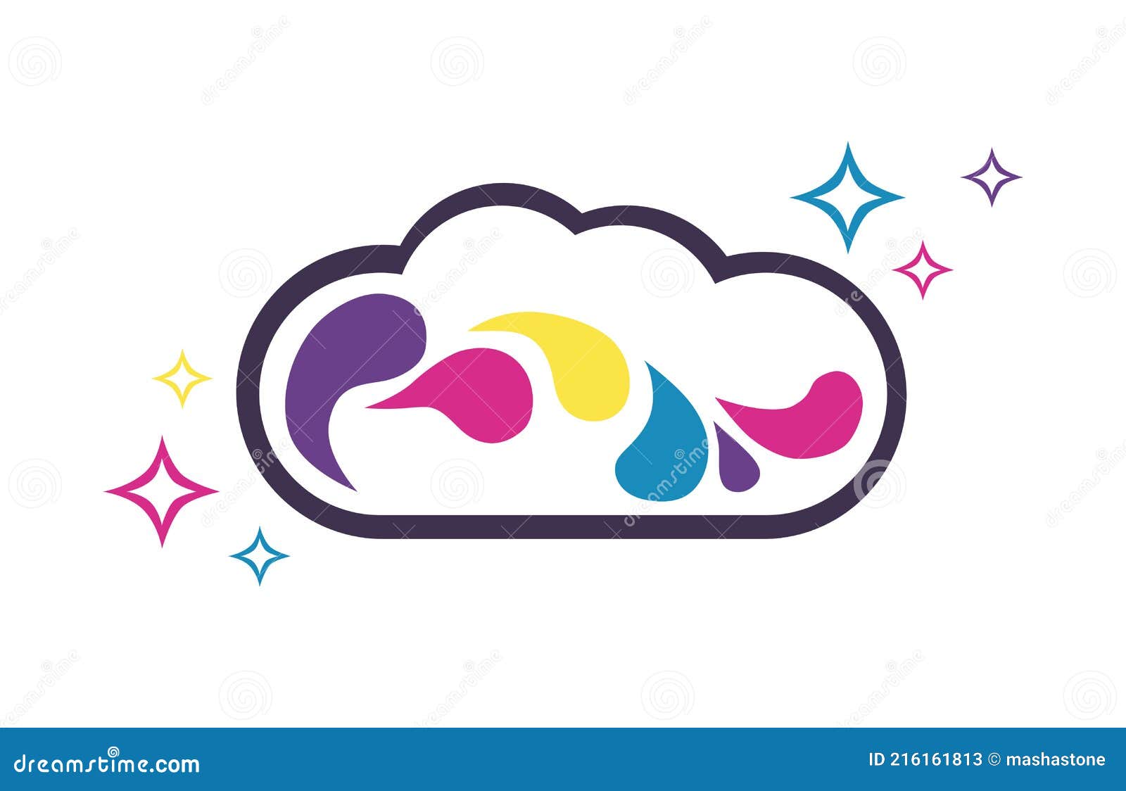 Cloud Shape with Color Splashes in it and with Sparkles. Vector ...