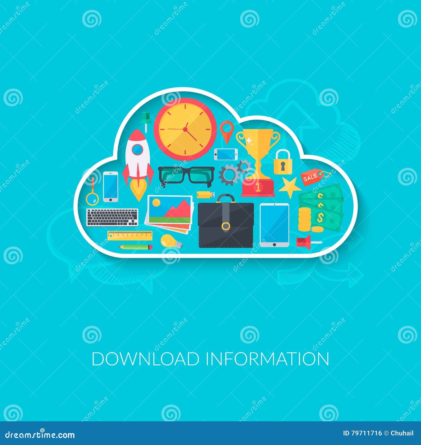 Cloud Shape and Content Symbols. Stock Vector - Illustration of ...