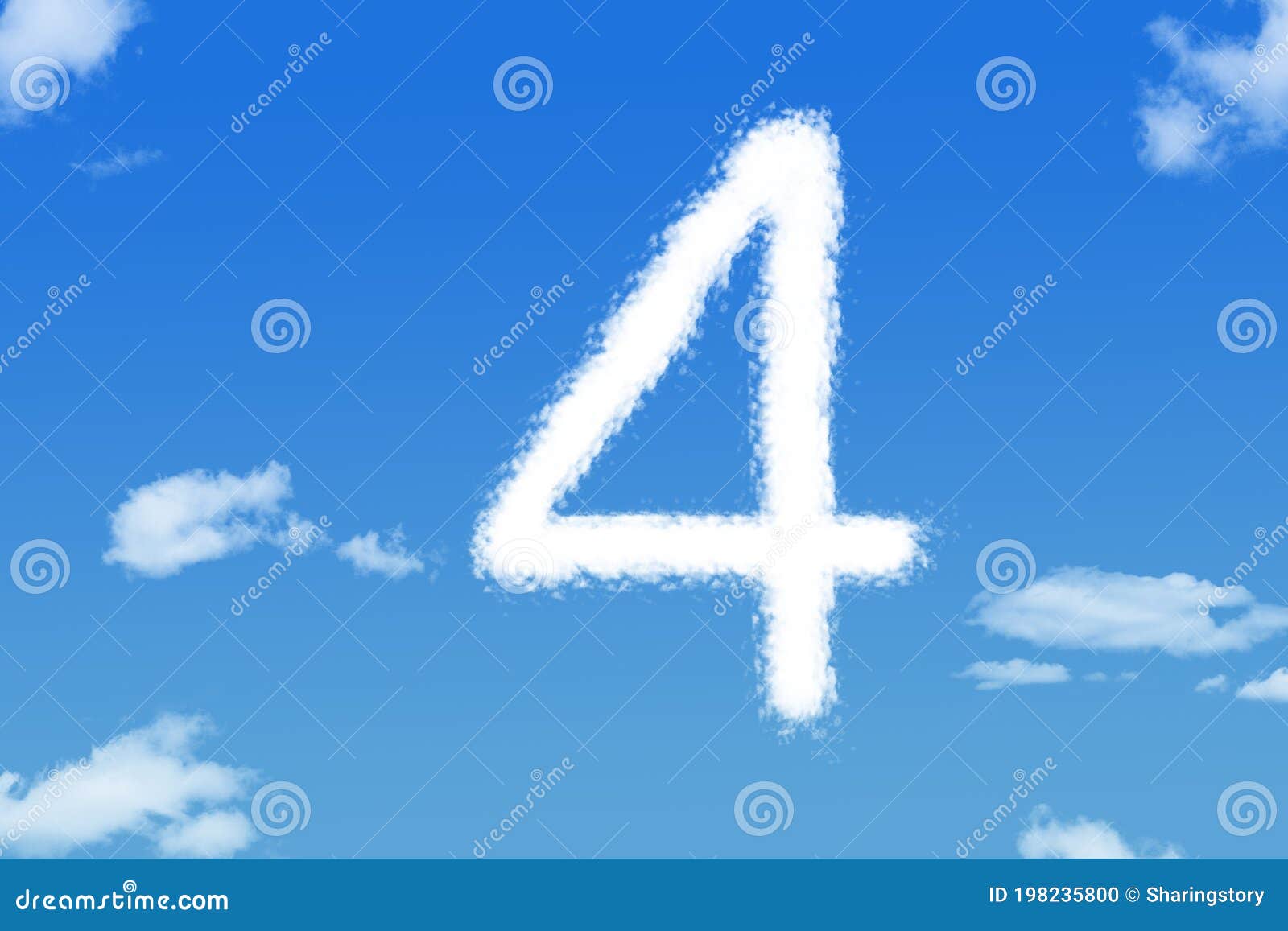 Cloud shape of number four stock illustration. Illustration of blue ...