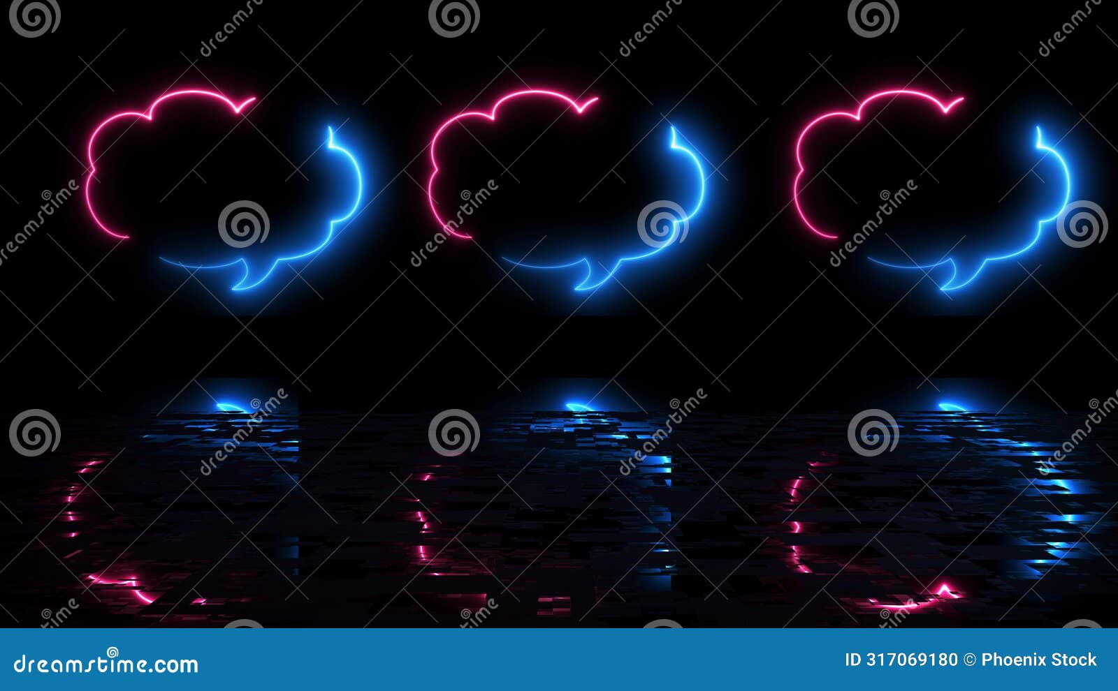Cloud Shape Text Msg Icon Animation Reflective Black Bg. Stock ...