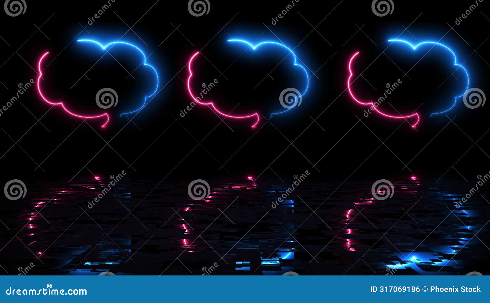 Cloud Shape Text Msg Icon Animation Reflective Black Bg. Stock ...