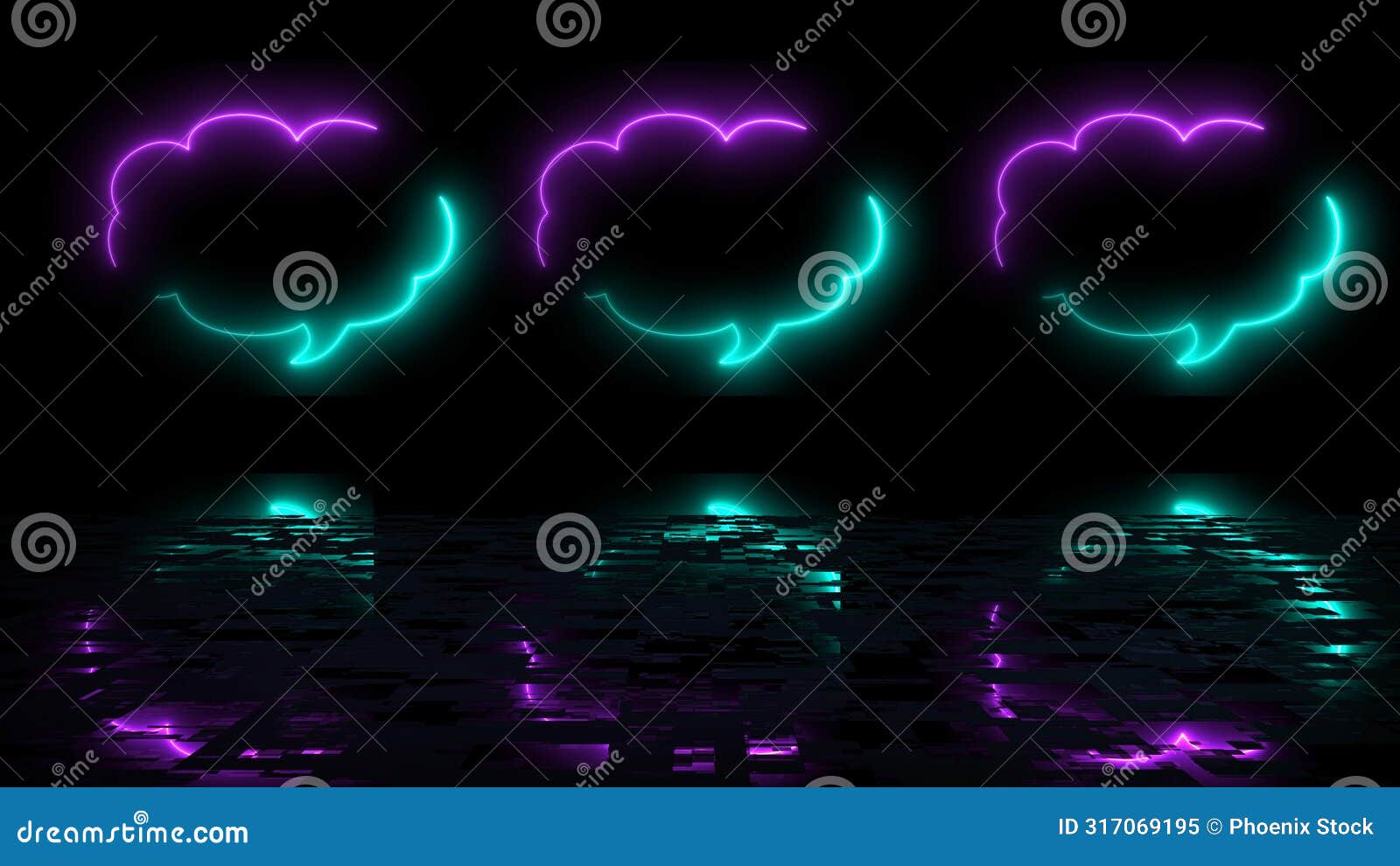 Cloud Shape Text Msg Icon Animation Reflective Black Bg. Stock ...