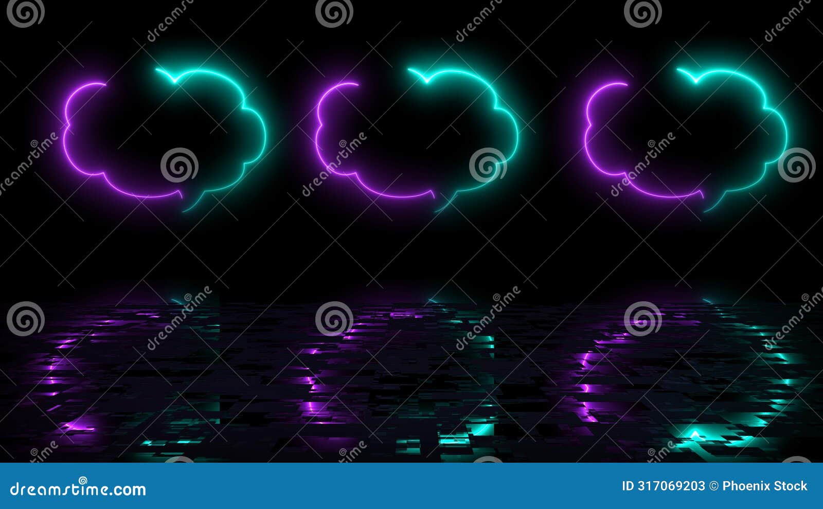 Cloud Shape Text Msg Icon Animation Reflective Black Bg. Stock ...