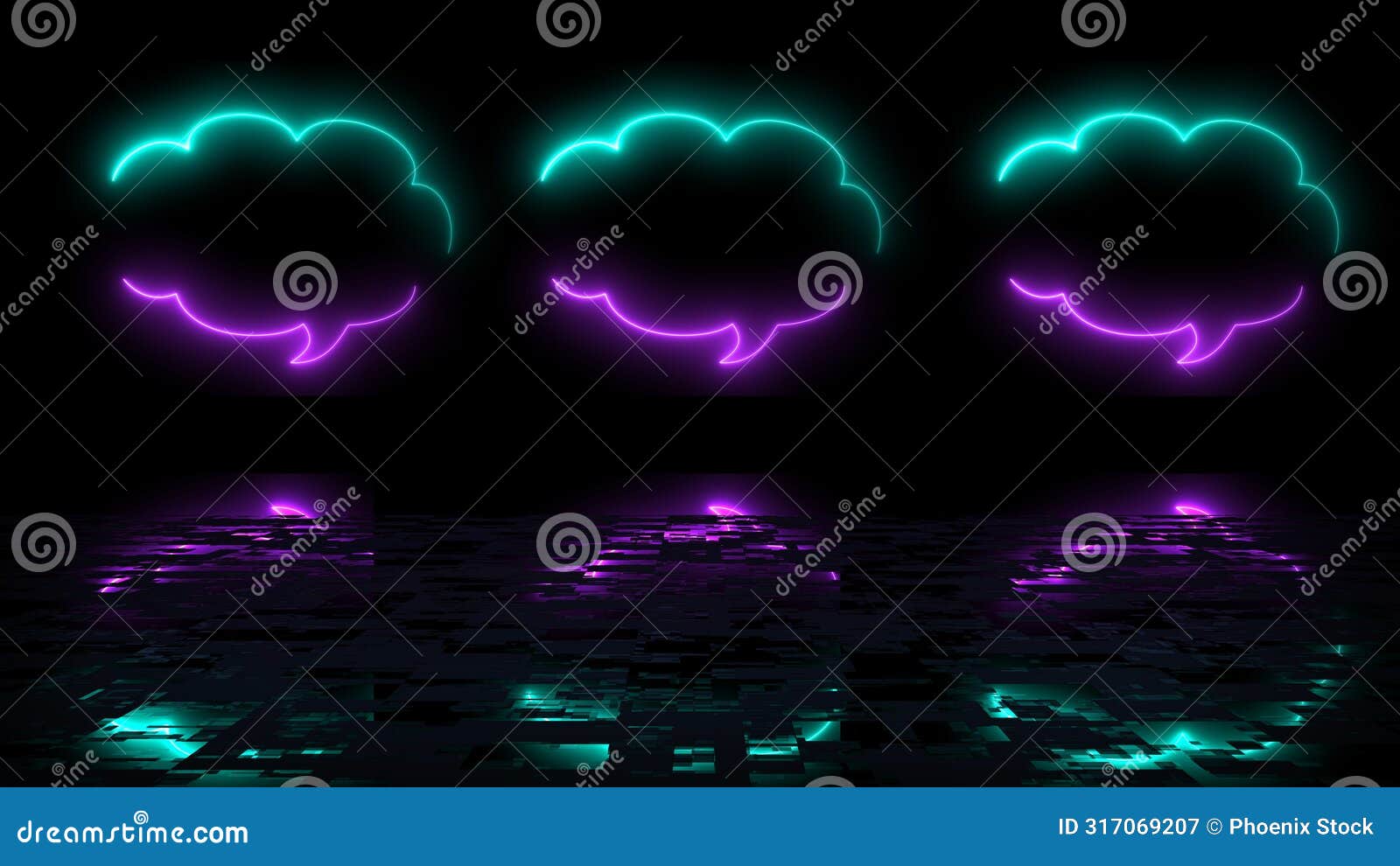 Cloud Shape Text Msg Icon Animation Reflective Black Bg. Stock ...
