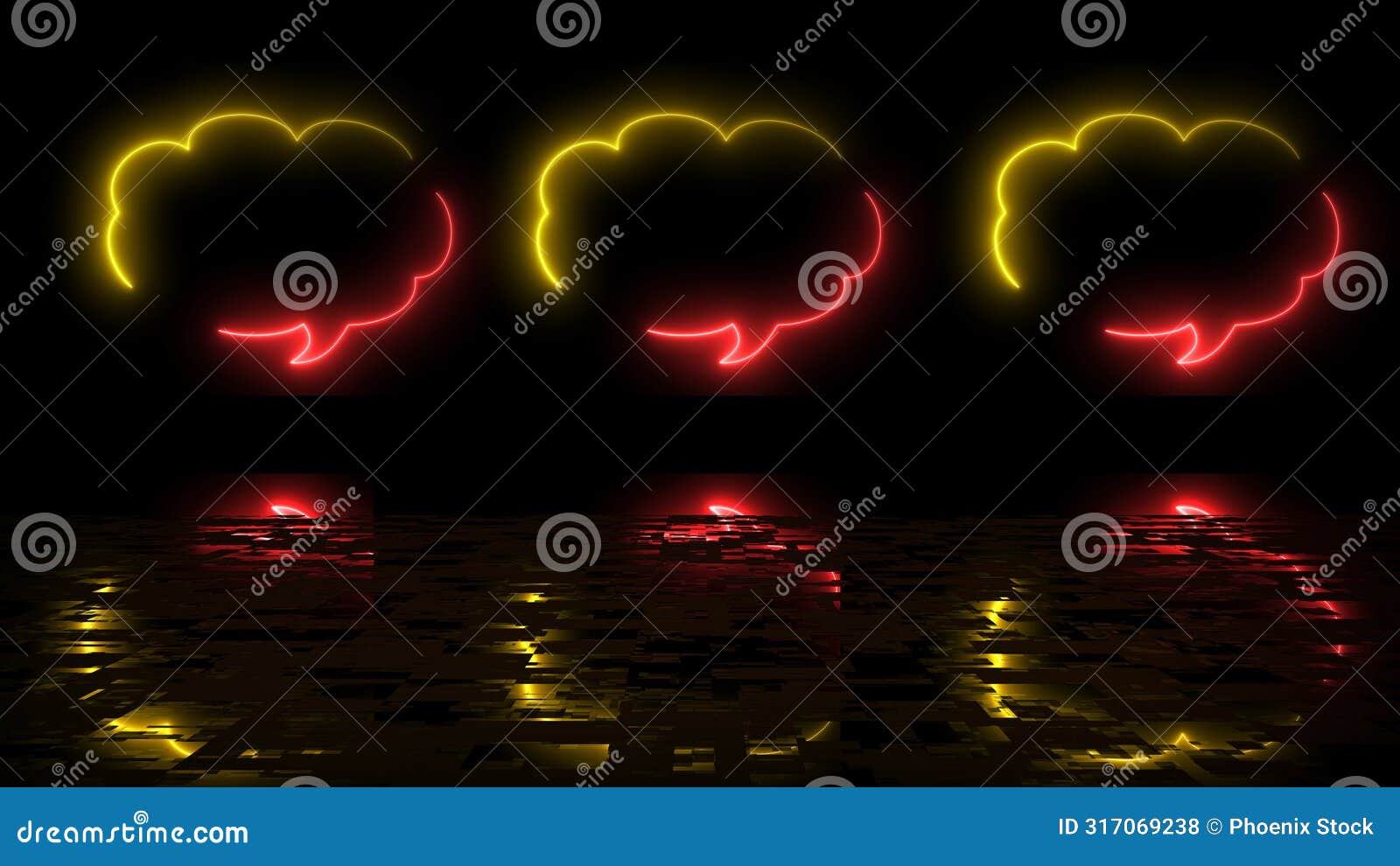 Cloud Shape Text Msg Icon Animation Reflective Black Bg. Stock ...