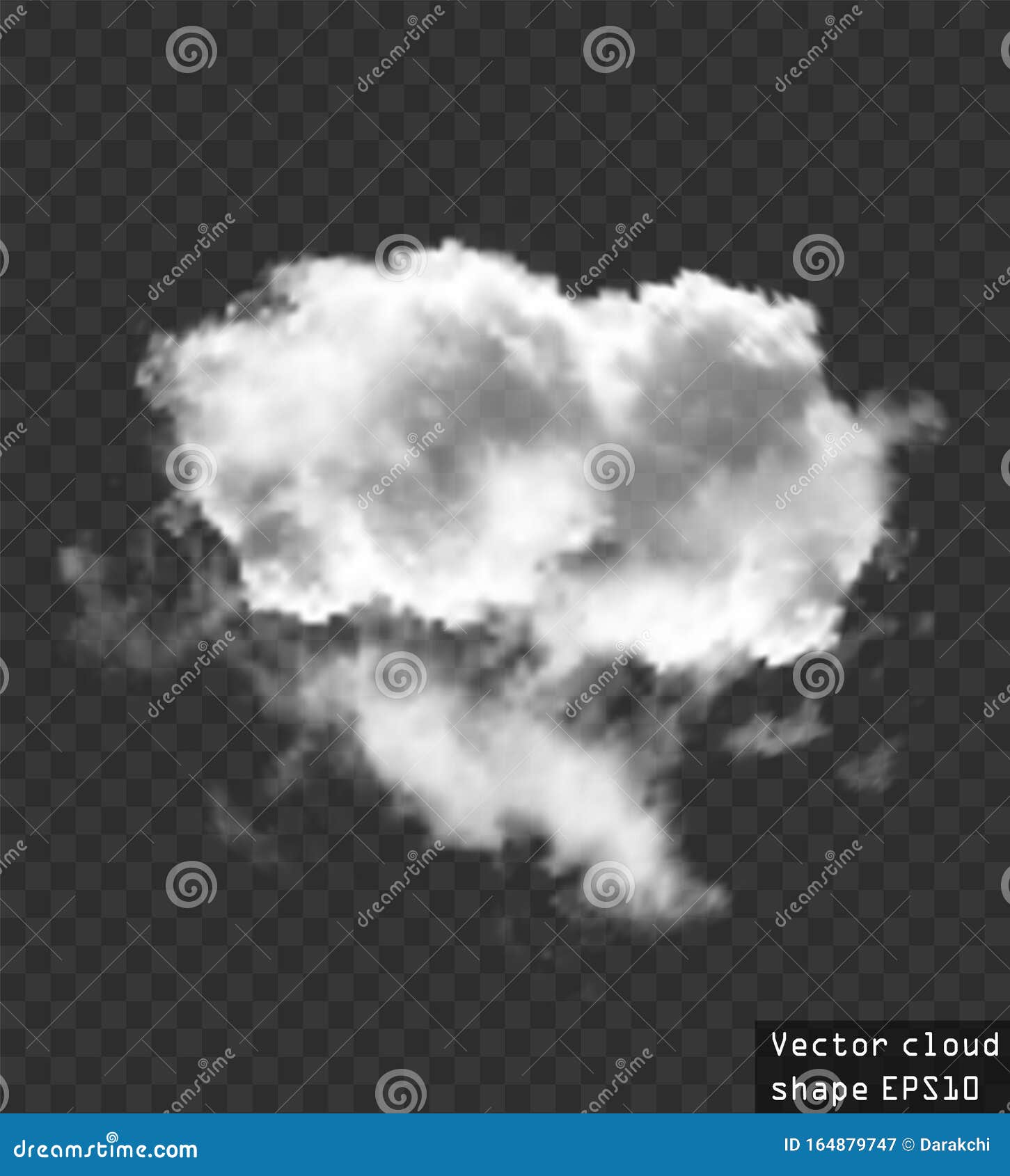 Cloud Shape Vector, Realistic Single Cloud Stock Vector - Illustration ...