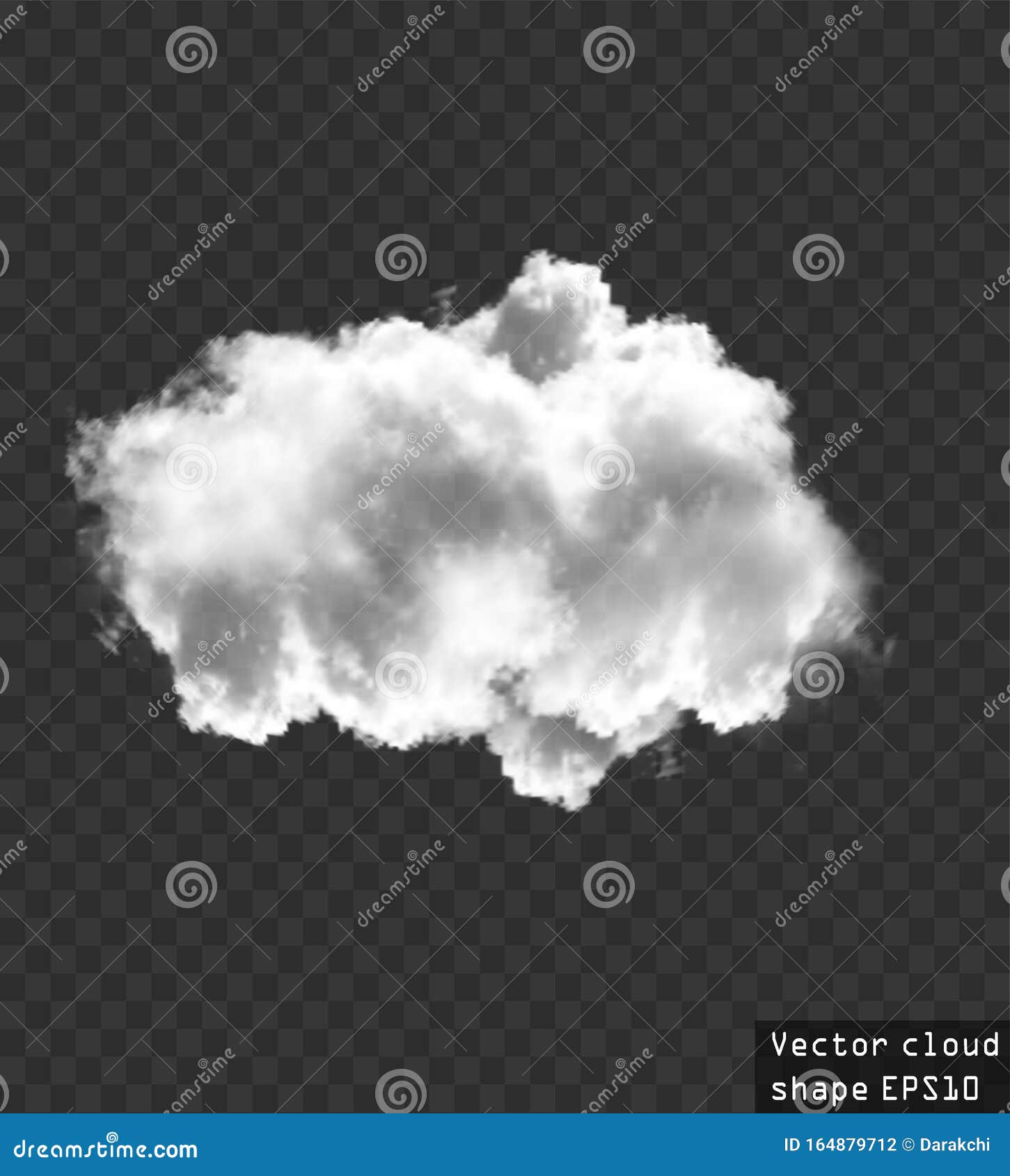 Cloud Shape Vector, Realistic Single Cloud Stock Vector - Illustration ...