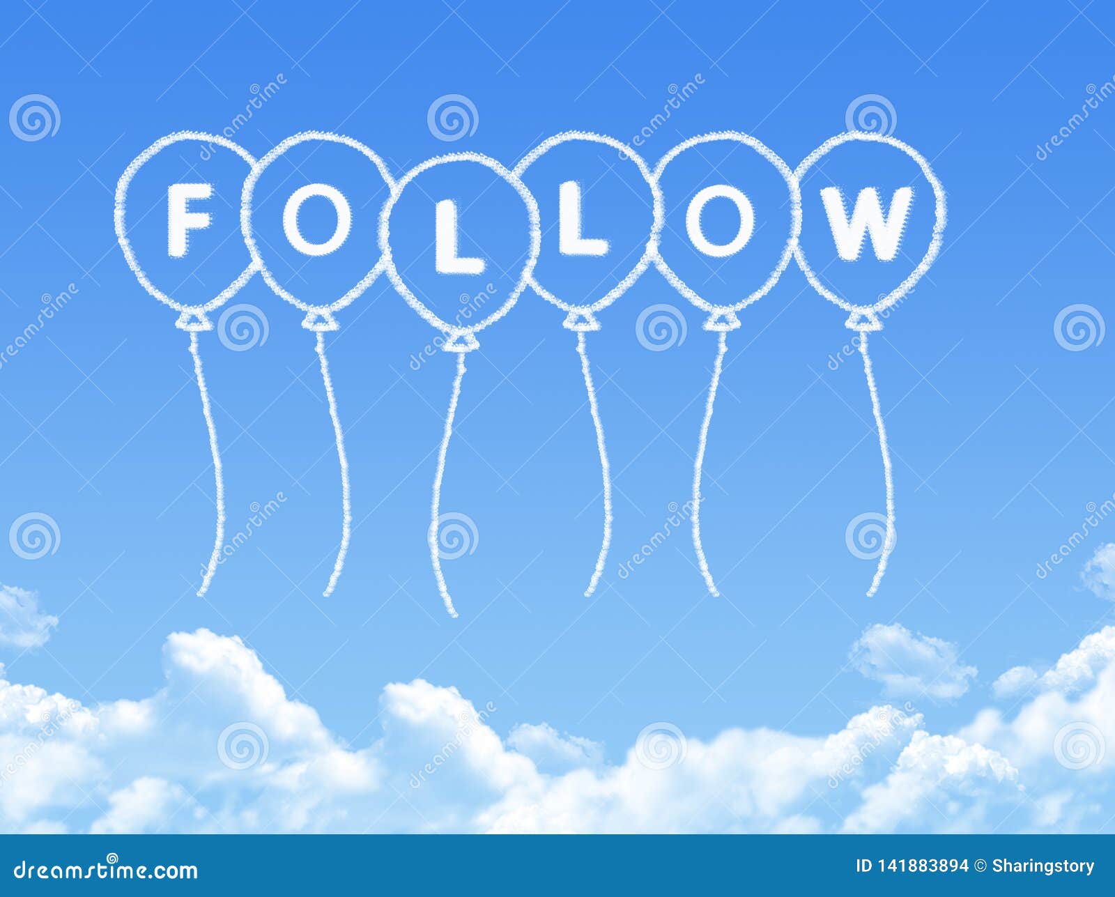 Cloud Shaped As Follow Message Stock Illustration - Illustration of ...