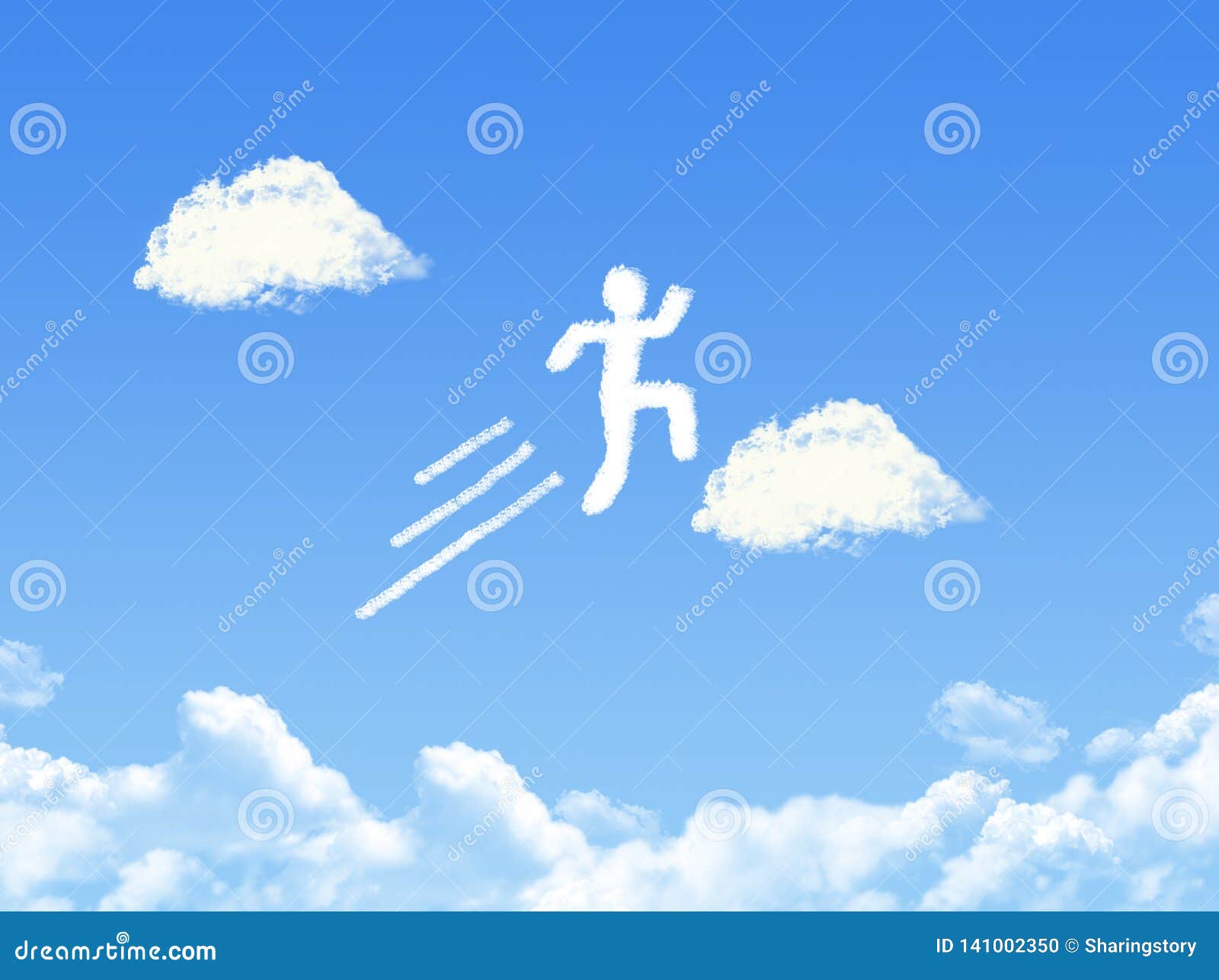 Cloud shaped as jump stock illustration. Illustration of blue - 141002350