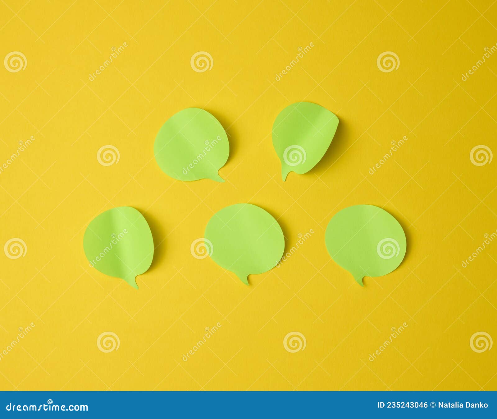 Cloud Shaped Blank Paper Green Stickers on Yellow Background Stock ...