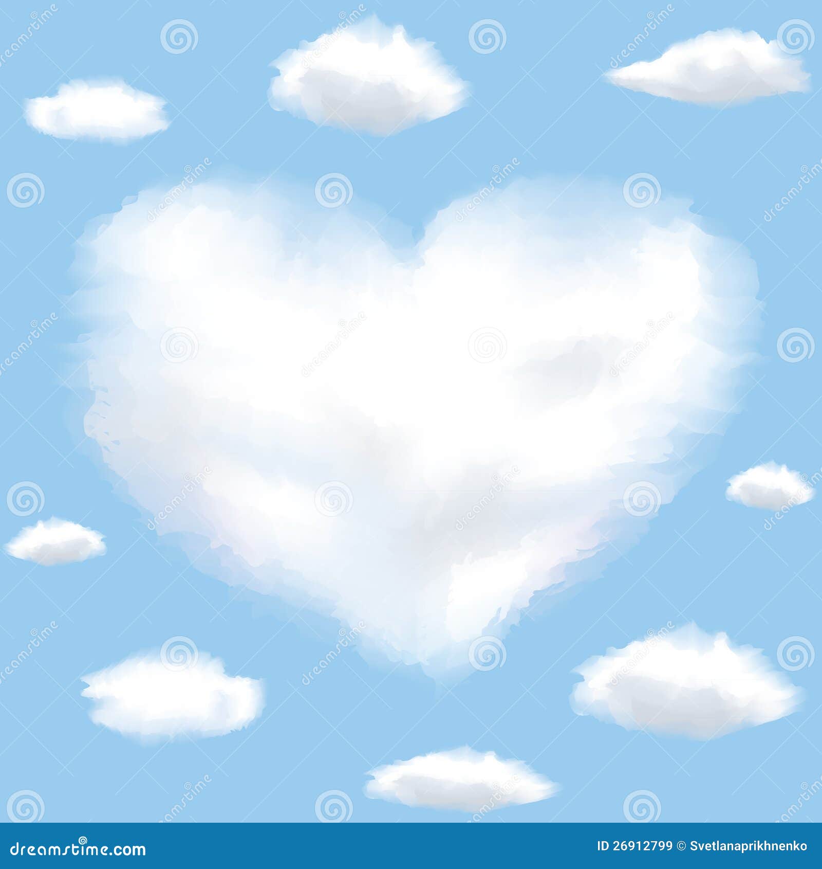 Cloud Shaped Heart on a Sky Stock Vector - Illustration of passion ...
