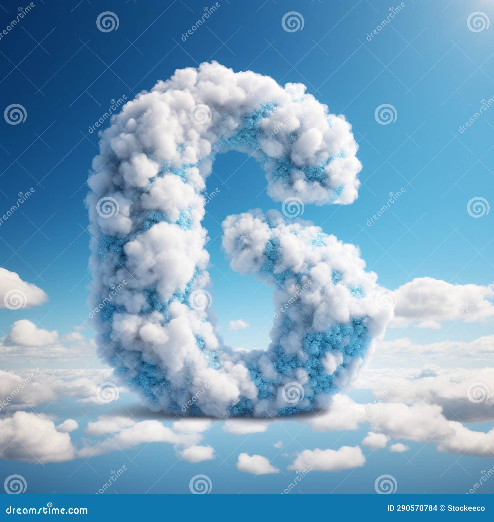 Vibrant Blue Sky with Numeral 6 Clouds Zbrush Style 4k Octane Rendering ...