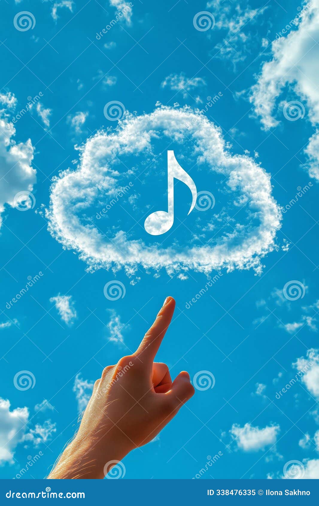Musical Note Cloud in Bright Blue Sky Stock Illustration - Illustration ...