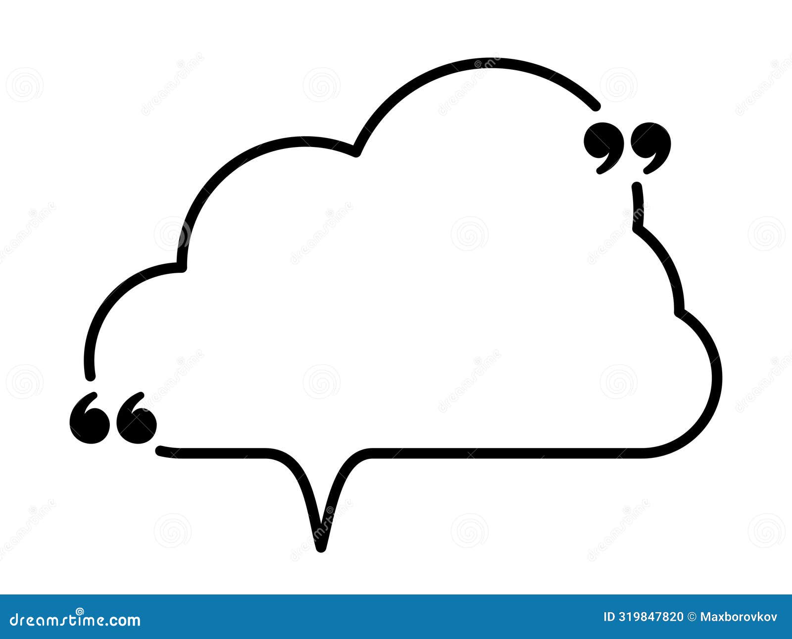 Cloud Shaped Speech Bubble with Quotation Marks Stock Illustration ...