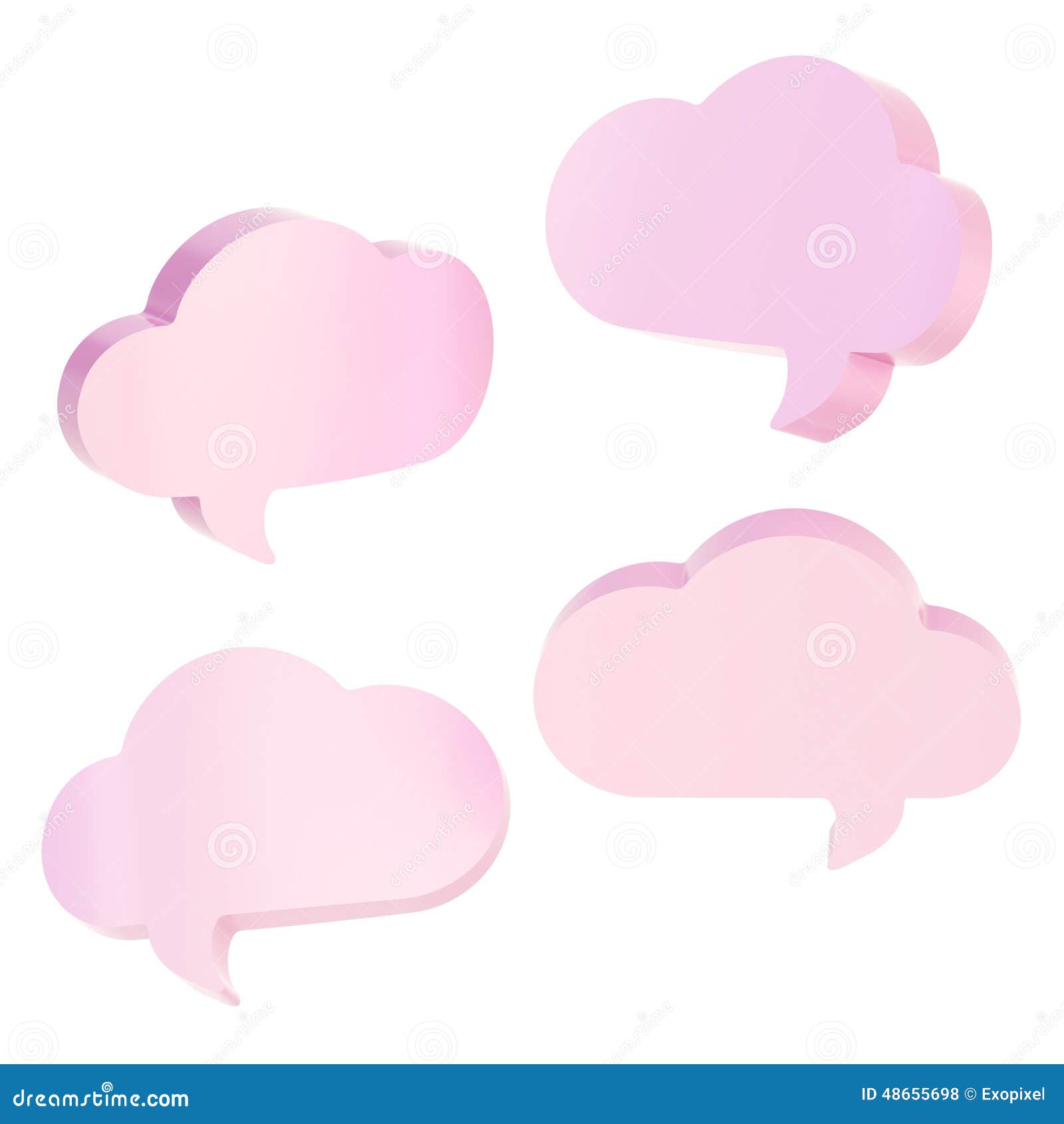 Cloud Shaped Text Bubbles Isolated Stock Illustration - Illustration of ...