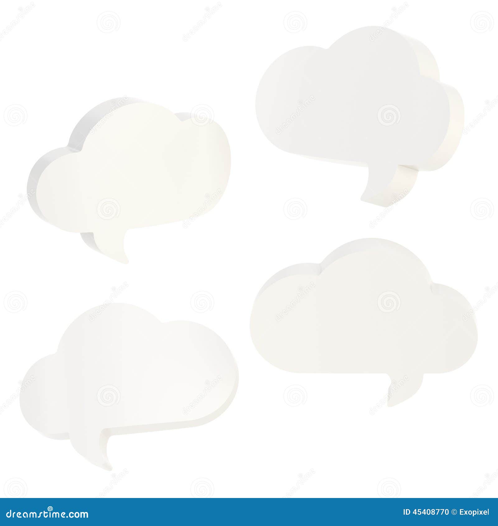 Cloud Shaped Text Bubbles Isolated Stock Illustration - Illustration of ...
