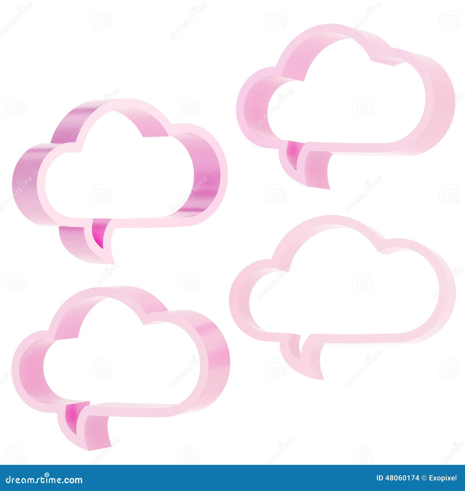 Cloud shaped text bubbles stock illustration. Illustration of isolated ...