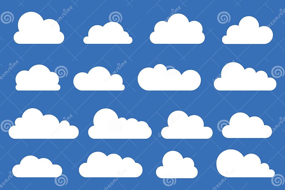 Cloud Shapes. Clouds Pack in Flat Style for Design Element in White ...