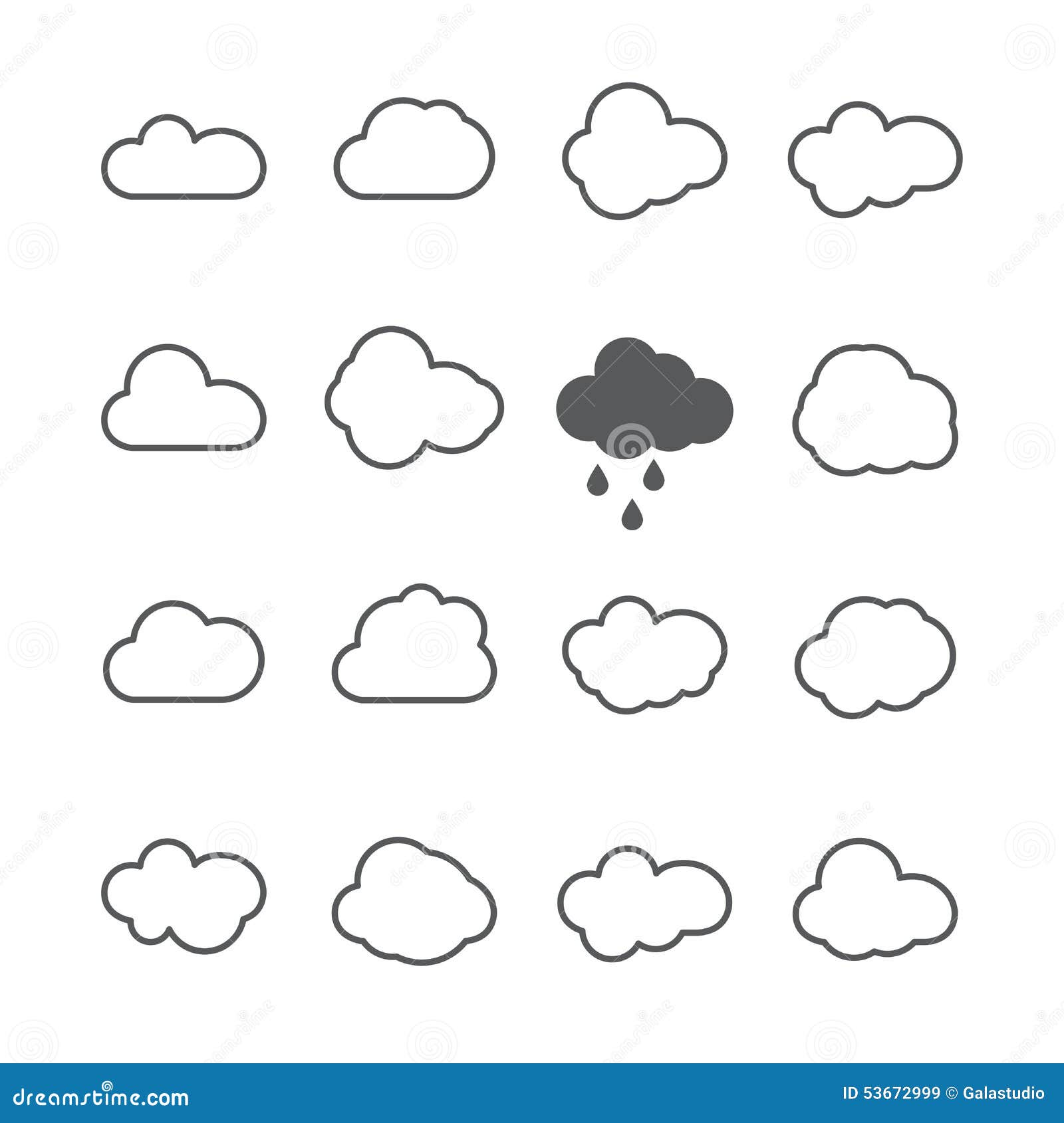 Cloud Shapes Collection. Cloud Icons for Cloud Computing Web and Stock ...