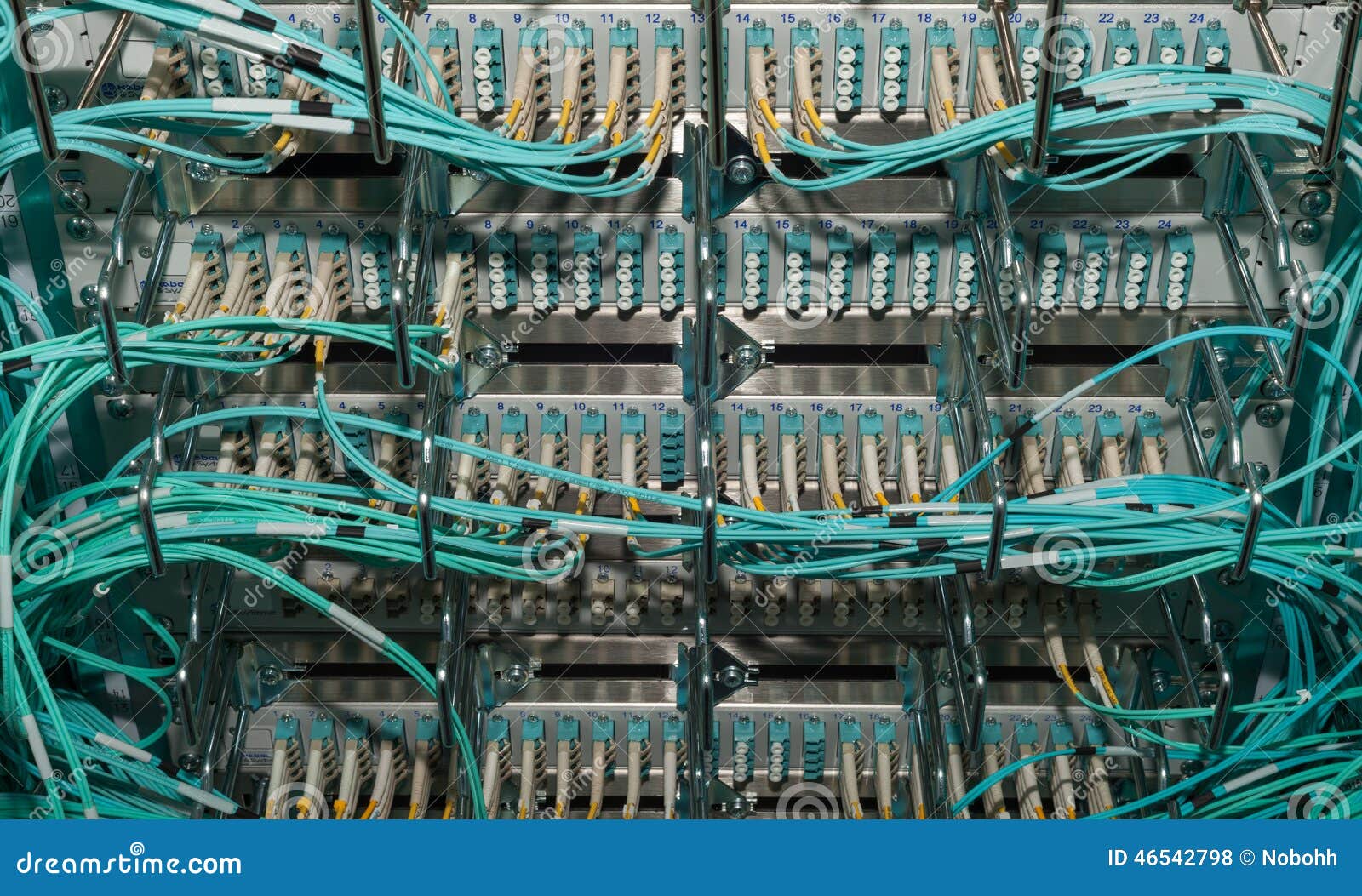 Cloud Shared Optical Fiber Patchfield in a Data Center Stock Photo ...