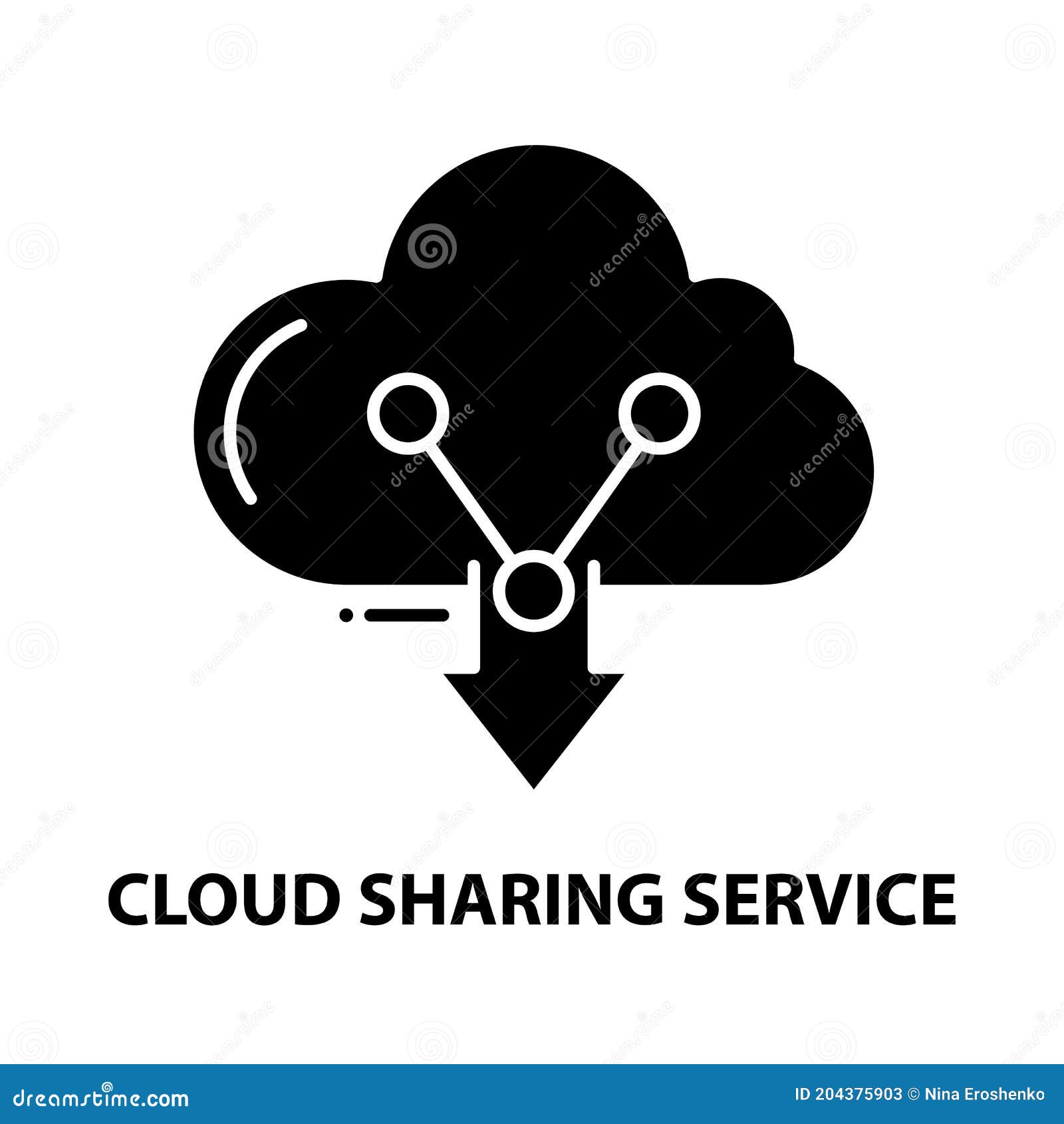 Cloud Sharing Service Icon, Black Vector Sign with Editable Strokes ...