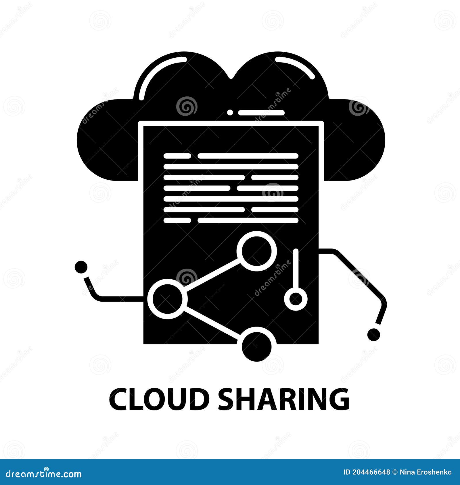 Cloud Sharing Symbol Icon, Black Vector Sign with Editable Strokes ...