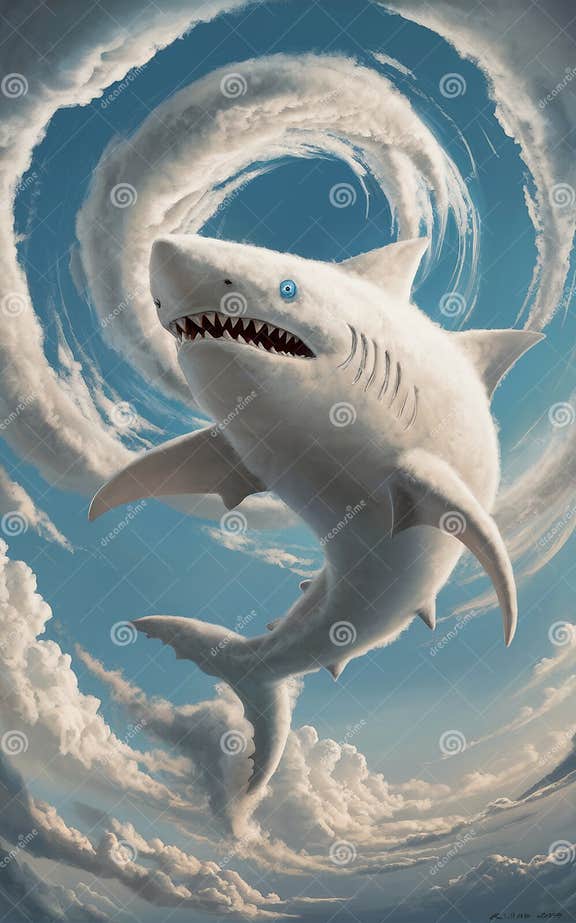 Cloud Shark in the Sky stock illustration. Illustration of color - 315084362
