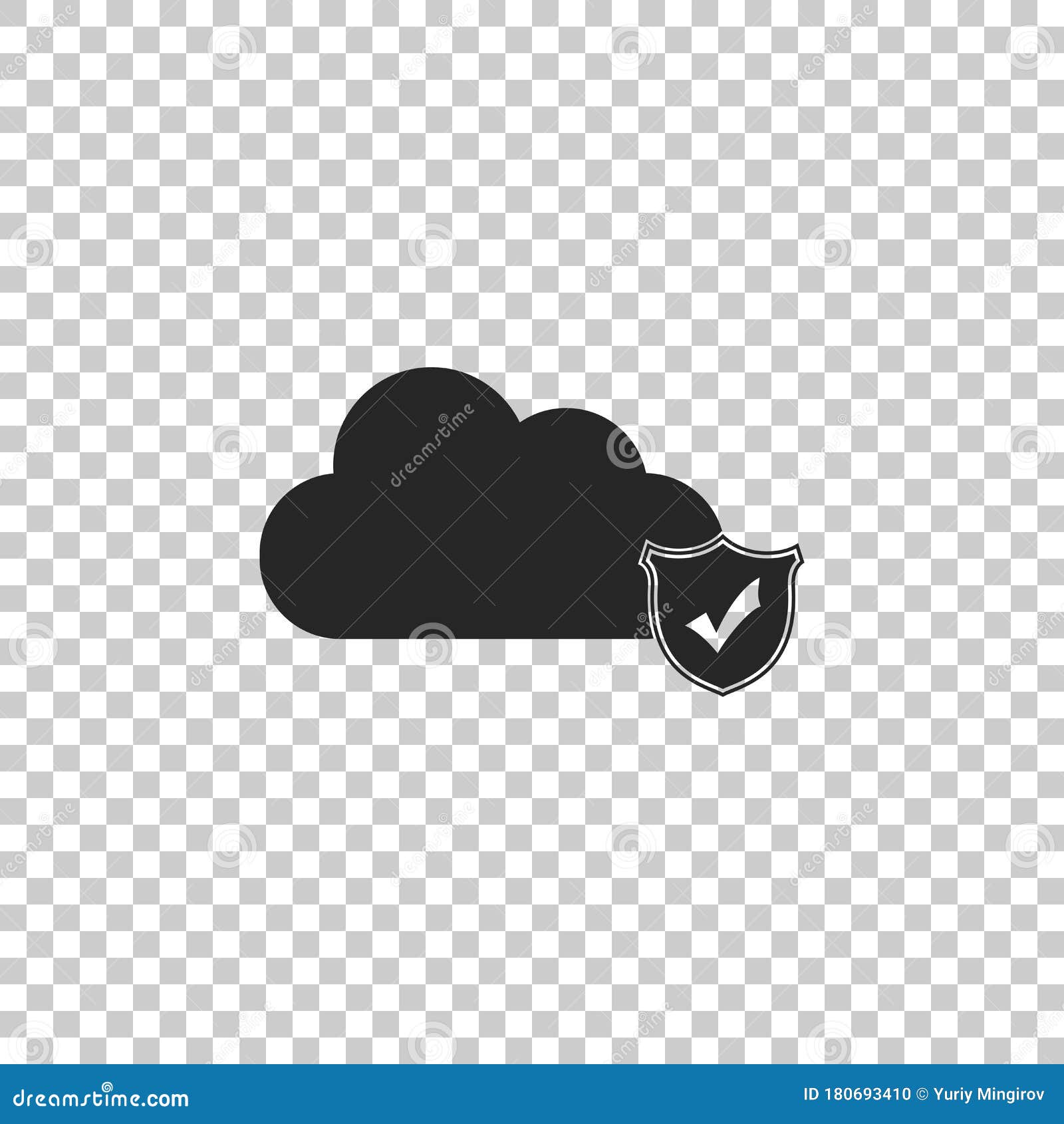 Cloud and Shield with Check Mark Icon Isolated on Transparent ...