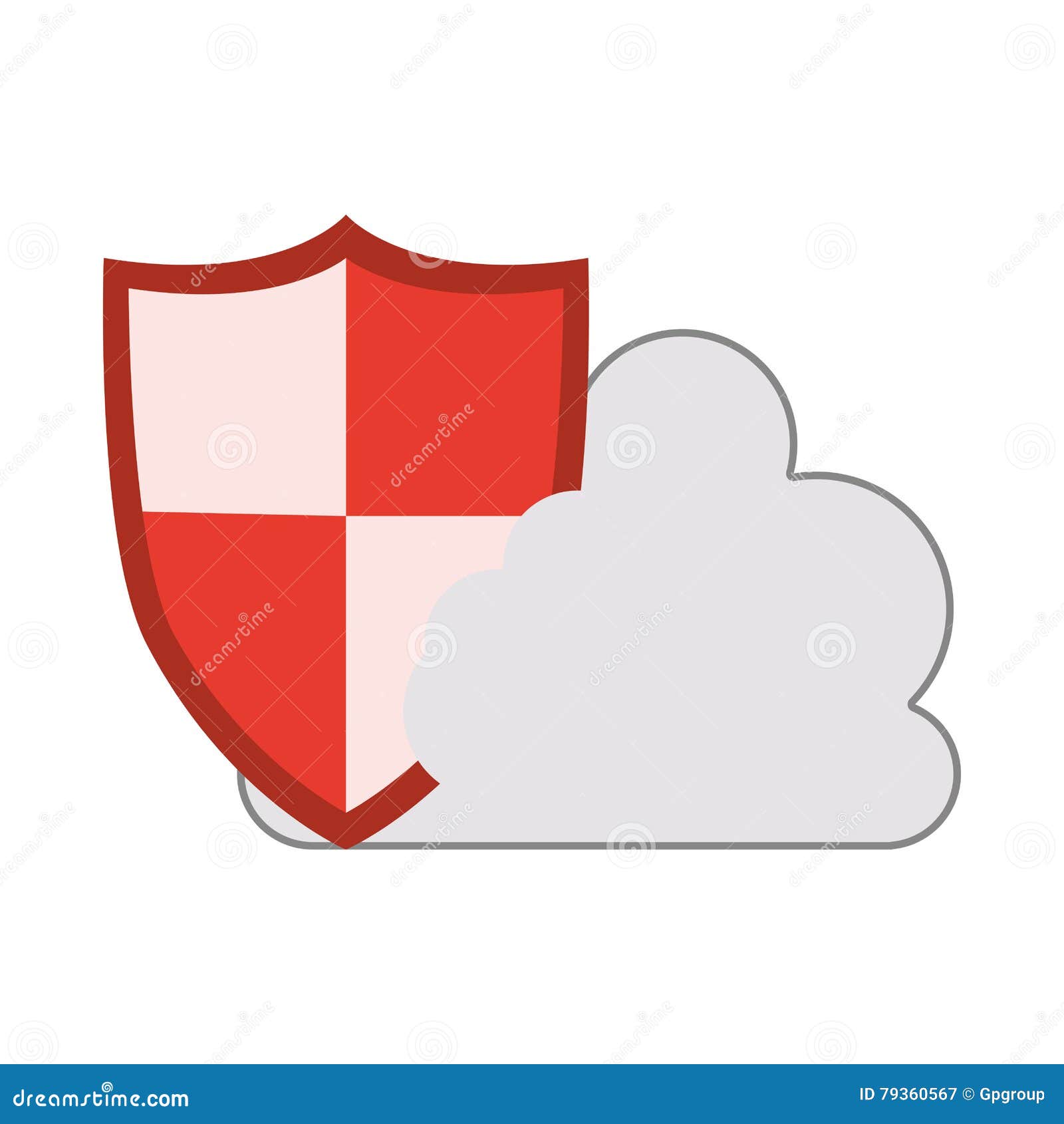 Cloud with shield icon stock vector. Illustration of shape - 79360567