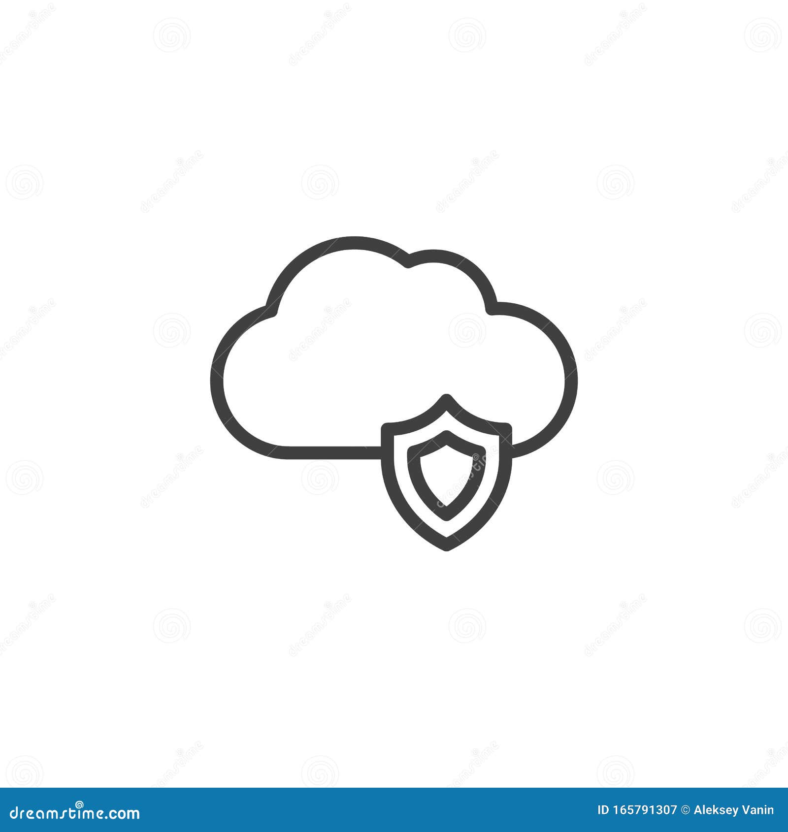 Cloud and shield line icon stock vector. Illustration of pixel - 165791307