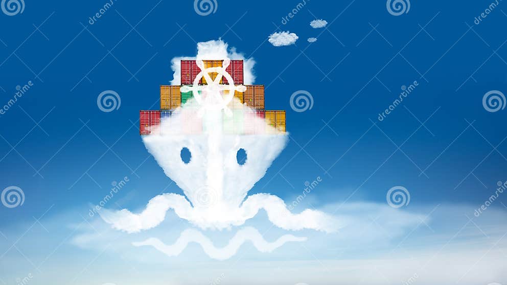 Cloud Ship with Helm, Containers Software Concept Stock Illustration ...