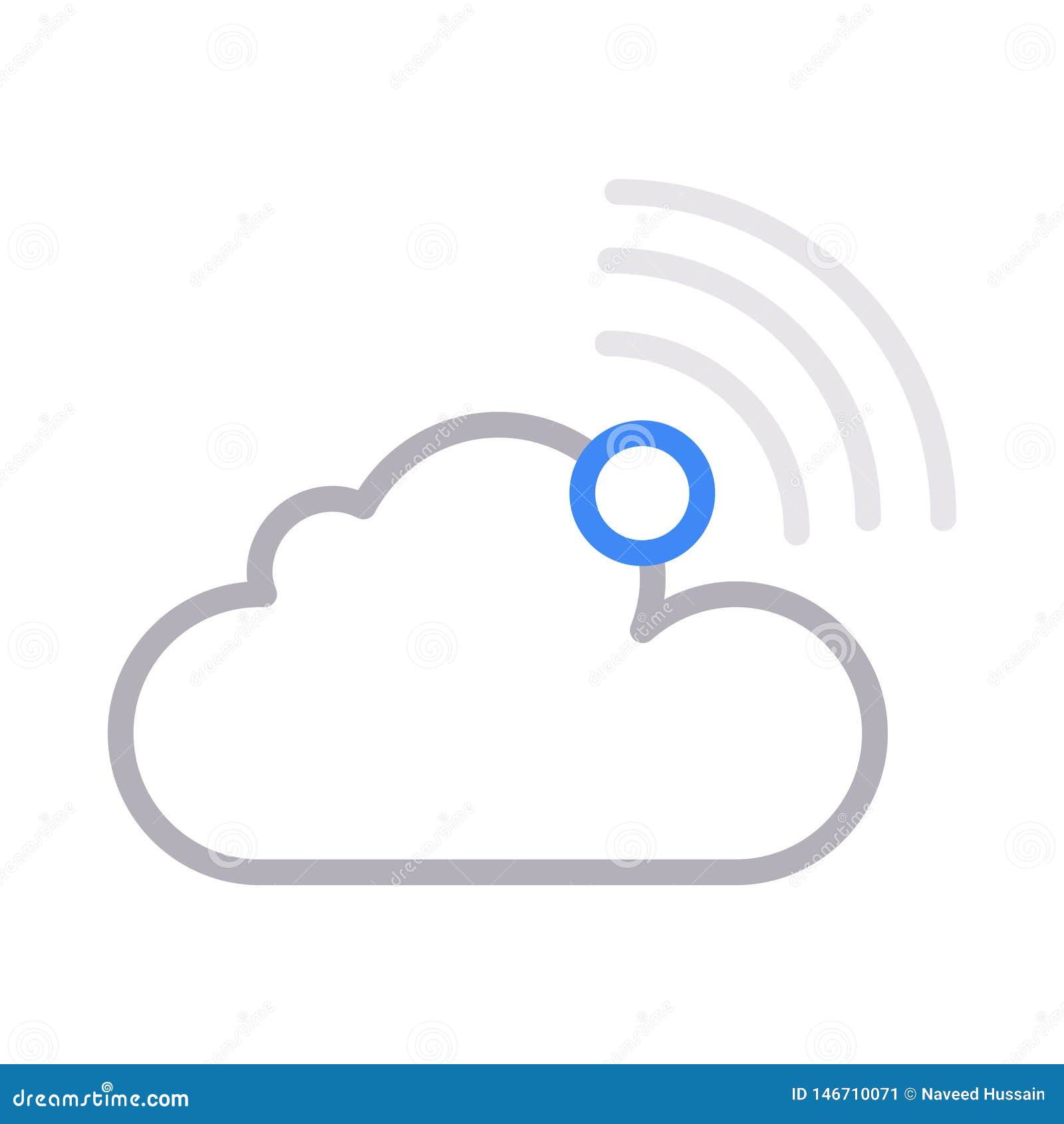 Cloud Signal Thin Line Color Vector Icon Stock Vector - Illustration of ...