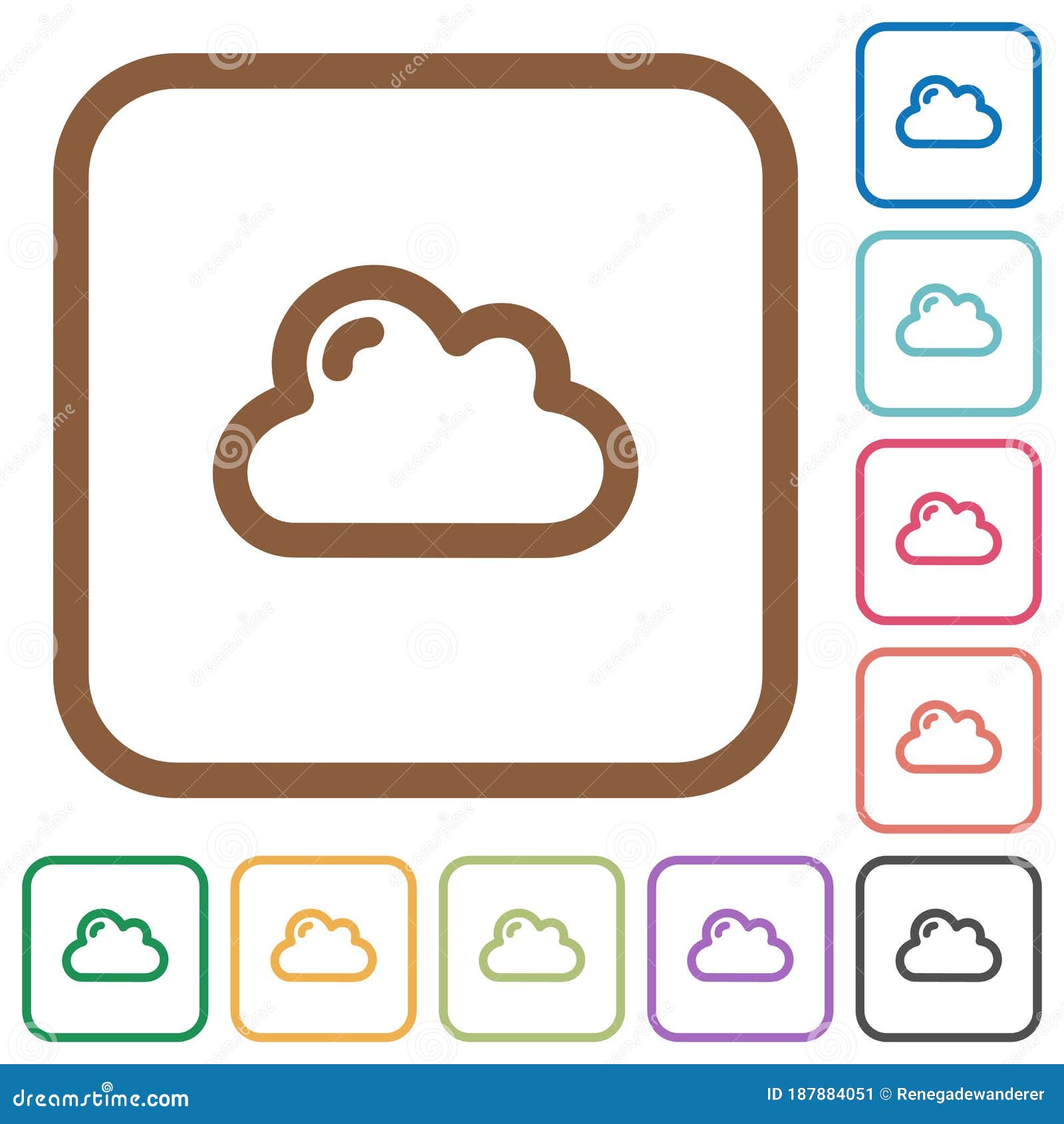Cloud simple icons stock vector. Illustration of purple - 187884051