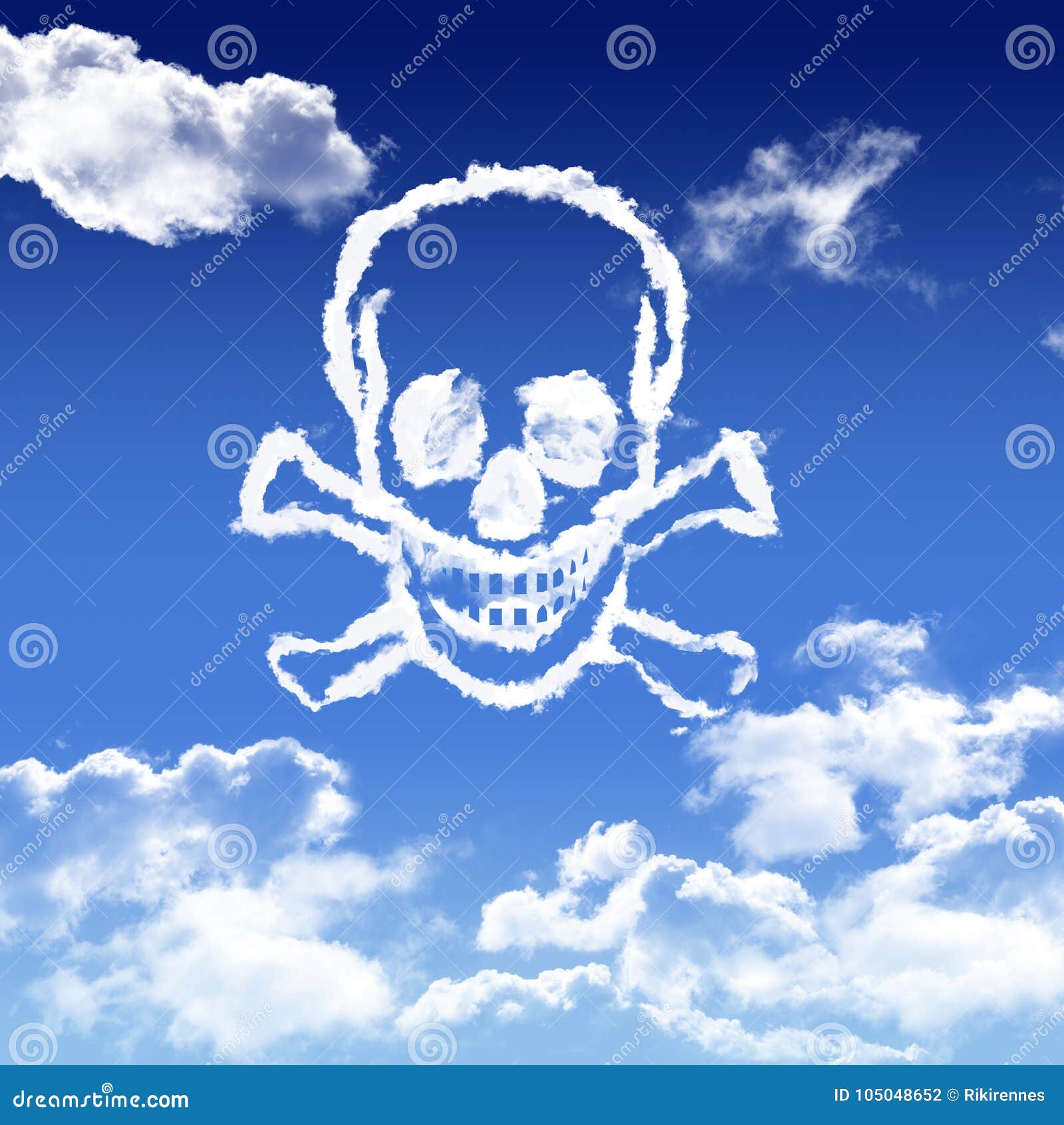 Cloud Skull in a Beautif Blue Sky Stock Illustration - Illustration of ...