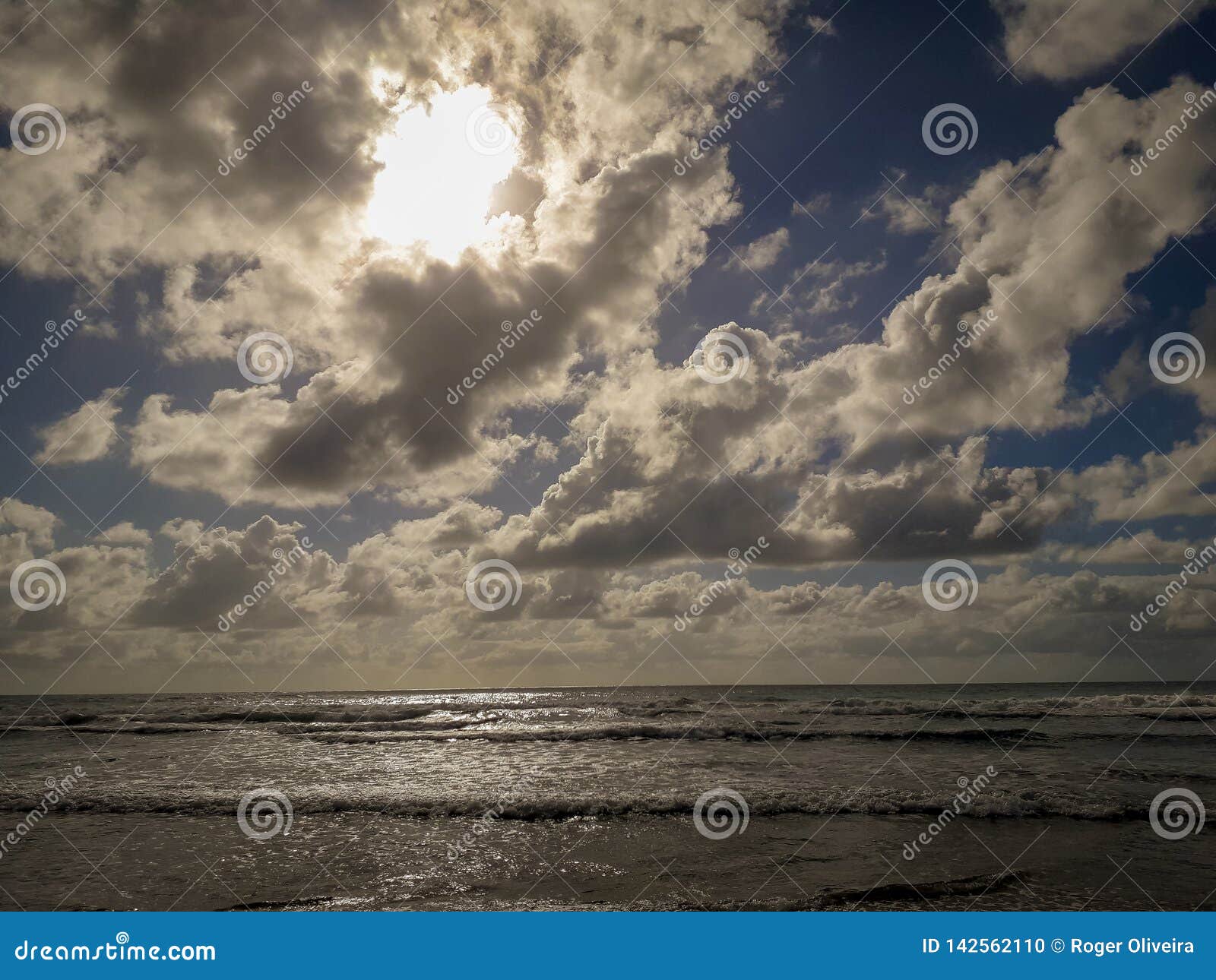 Cloud Sky on the Beach and Beautiful Tropical Sea Stock Photo - Image ...