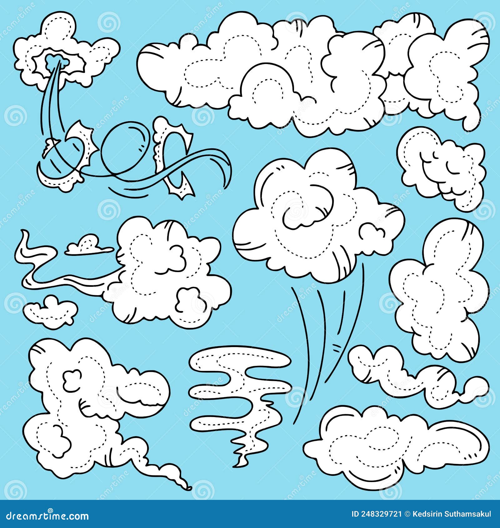 Cloud Sky Doodle Freehand Drawing Vector Collection Stock Vector ...