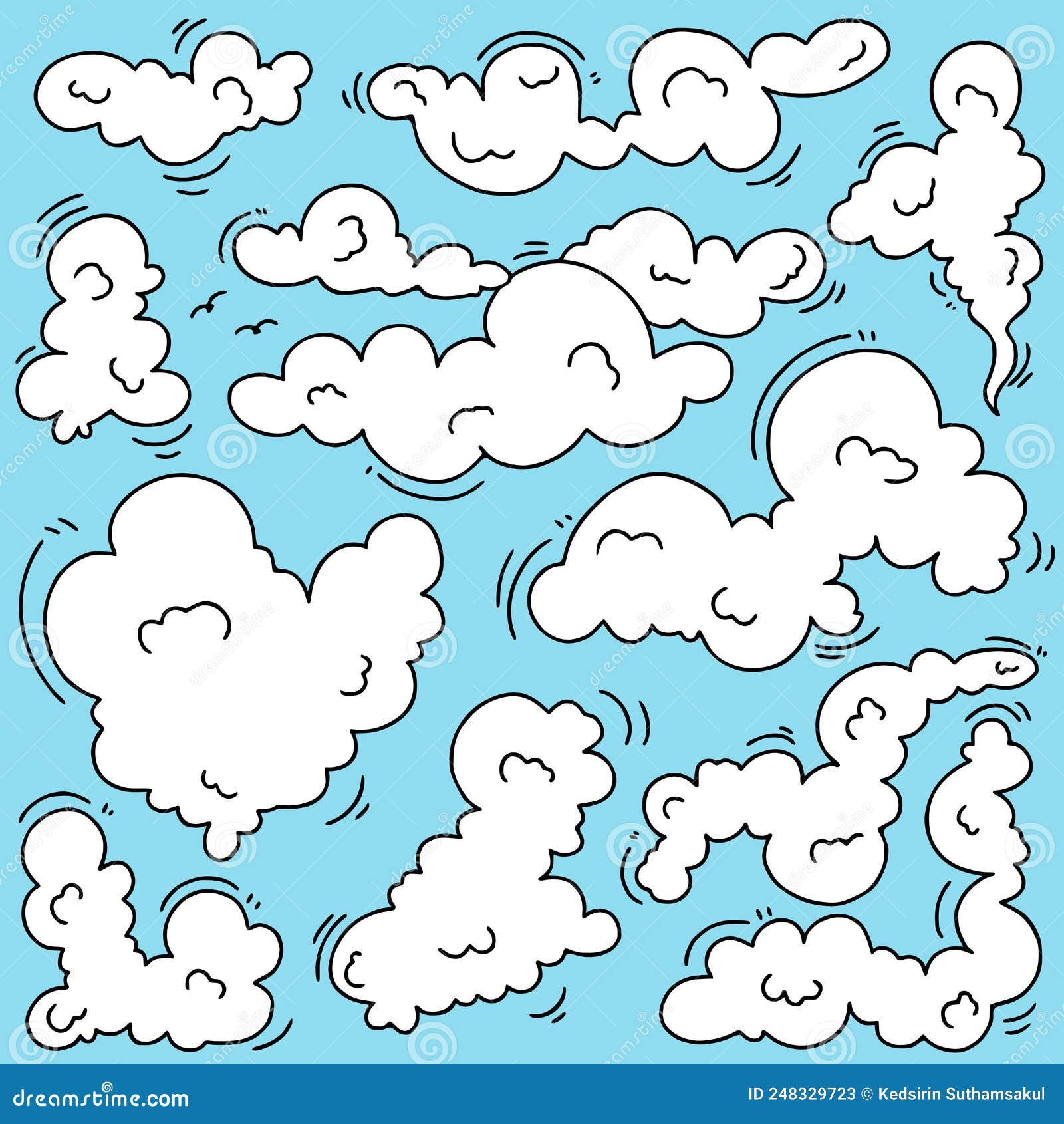 Cloud Sky Doodle Freehand Drawing Vector Collection Stock Vector ...