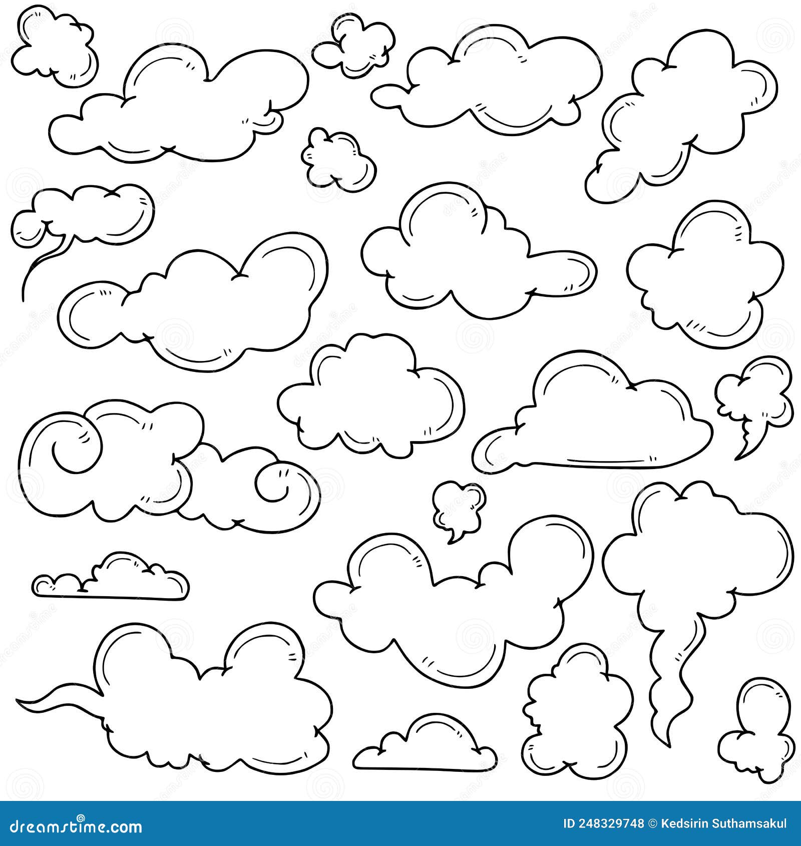 Cloud Sky Doodle Freehand Drawing Vector Collection Stock Vector ...