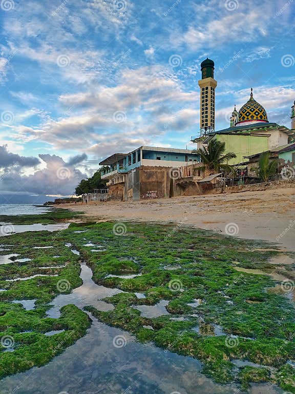 Cloud Sky Mosque Green Beach Stock Photo - Image of cliff, tower: 205487982