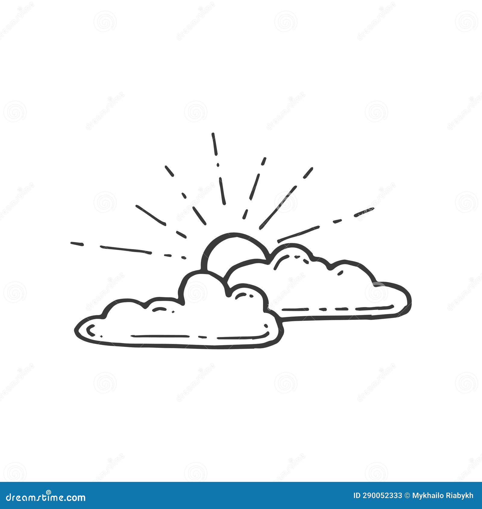 Cloud Sky with Sun Drawing, Cloud Sky with Sun Illustration, Stock ...