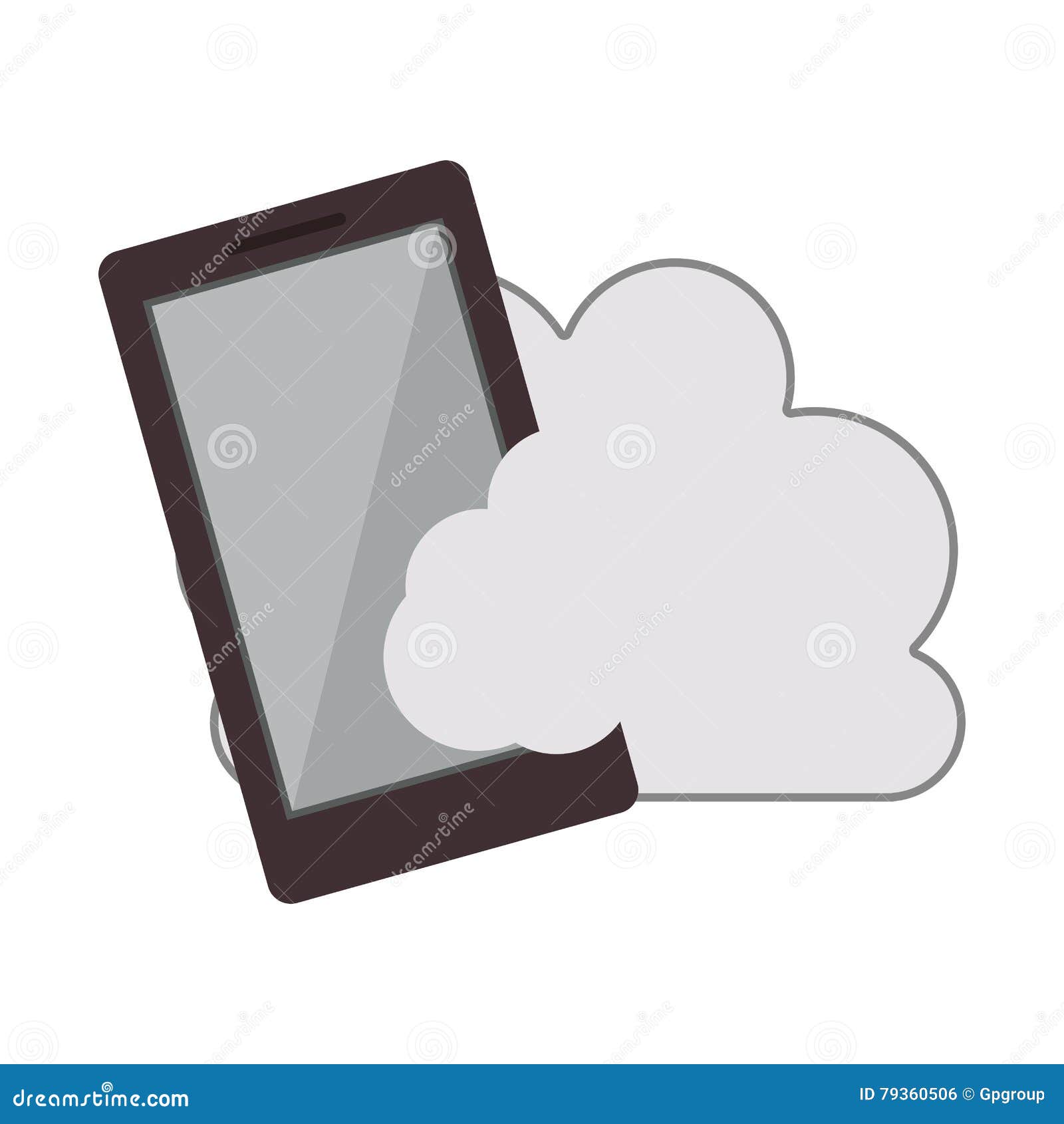 Cloud with smartphone icon stock vector. Illustration of figure - 79360506