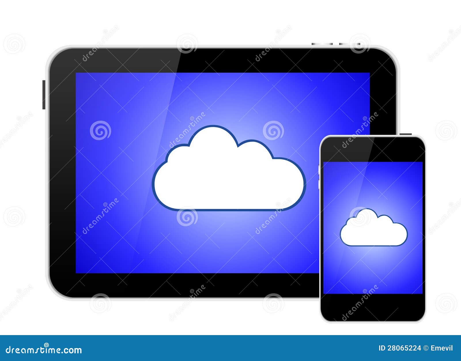 Cloud on Smartphone and Tablet Pc Stock Illustration - Illustration of ...