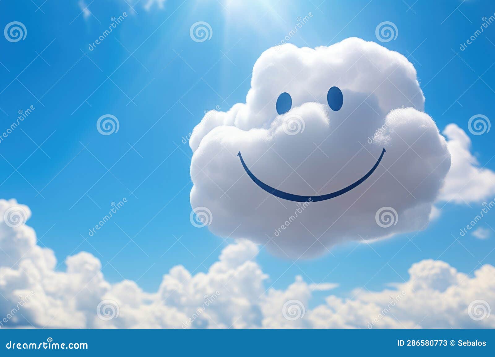 Cloud with a Smile Face in the Sky Stock Illustration - Illustration of creativity, illusion ...